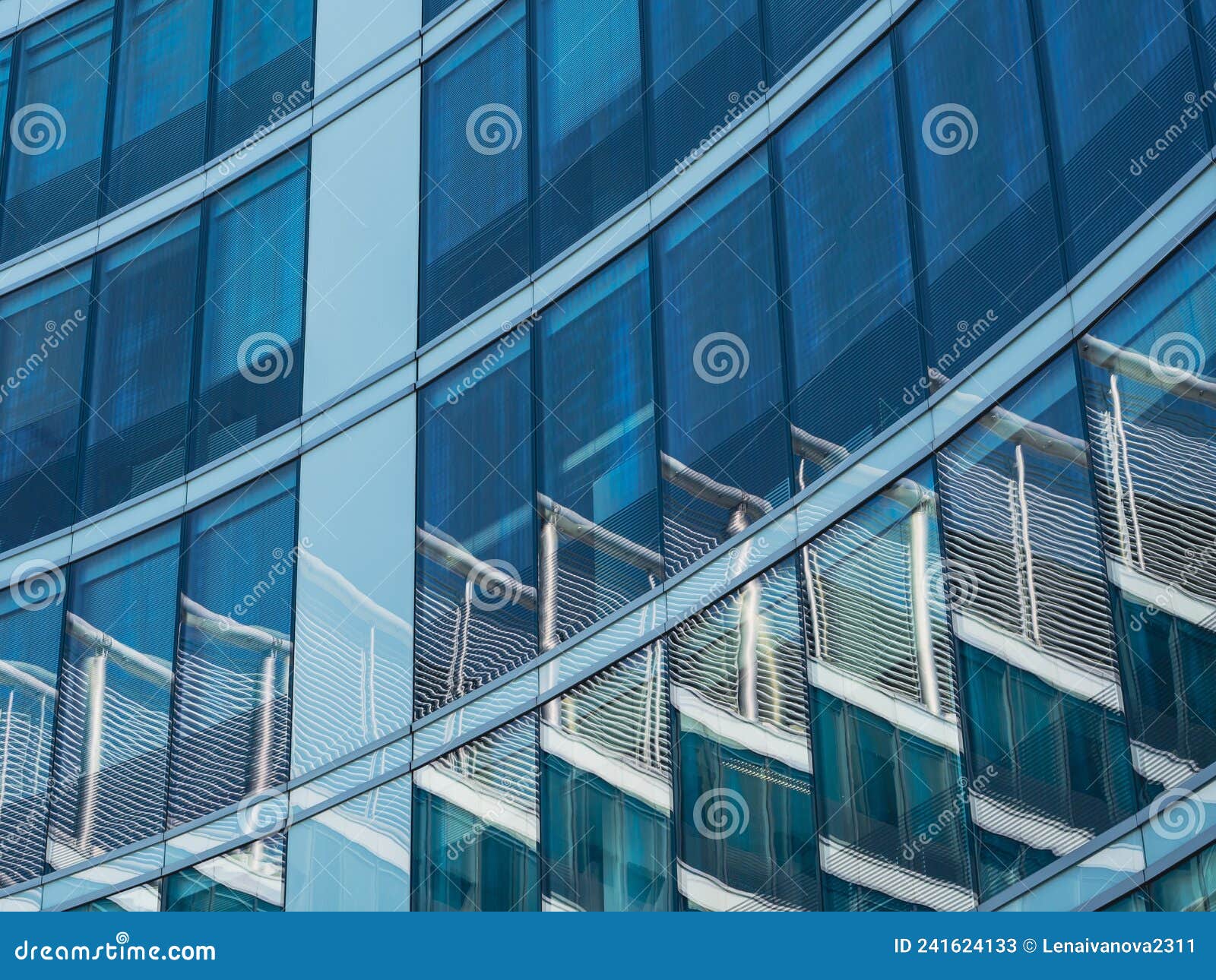 Modern Glass Building Mirror Reflections. Front View of Modern Glass ...