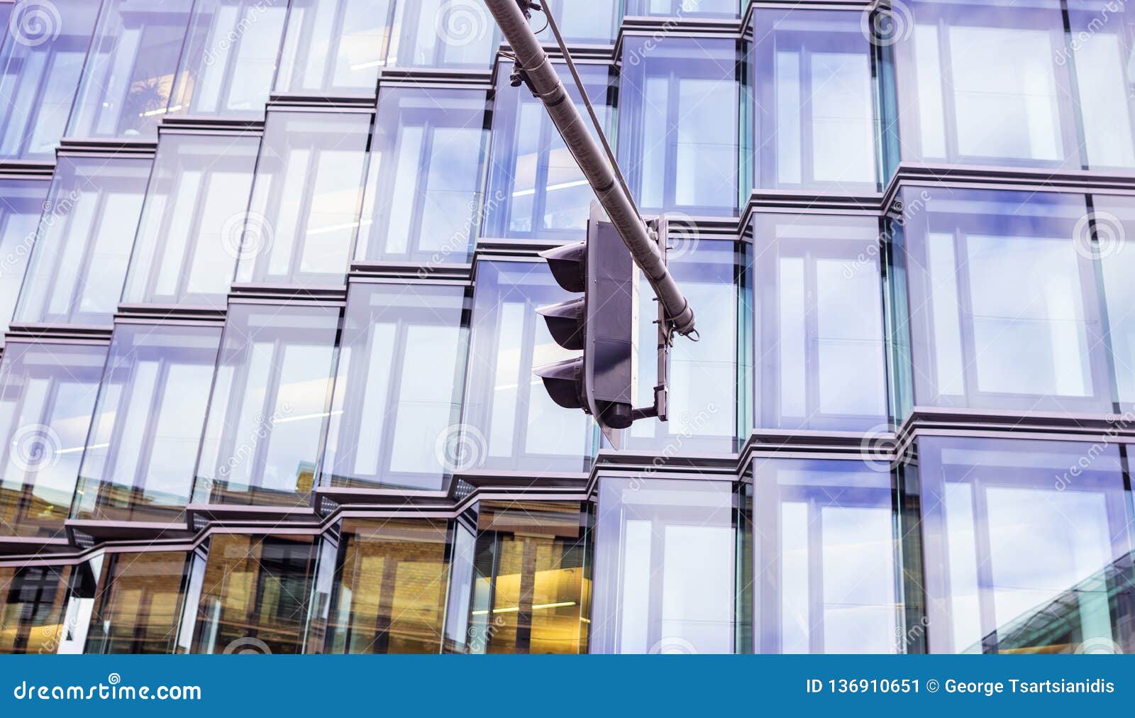 Modern Glass Building with Transparent Windows Background. Traffic ...