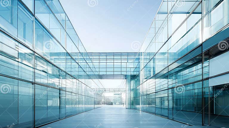 Modern Glass Building with a Walkway Connecting Two Structures Stock ...