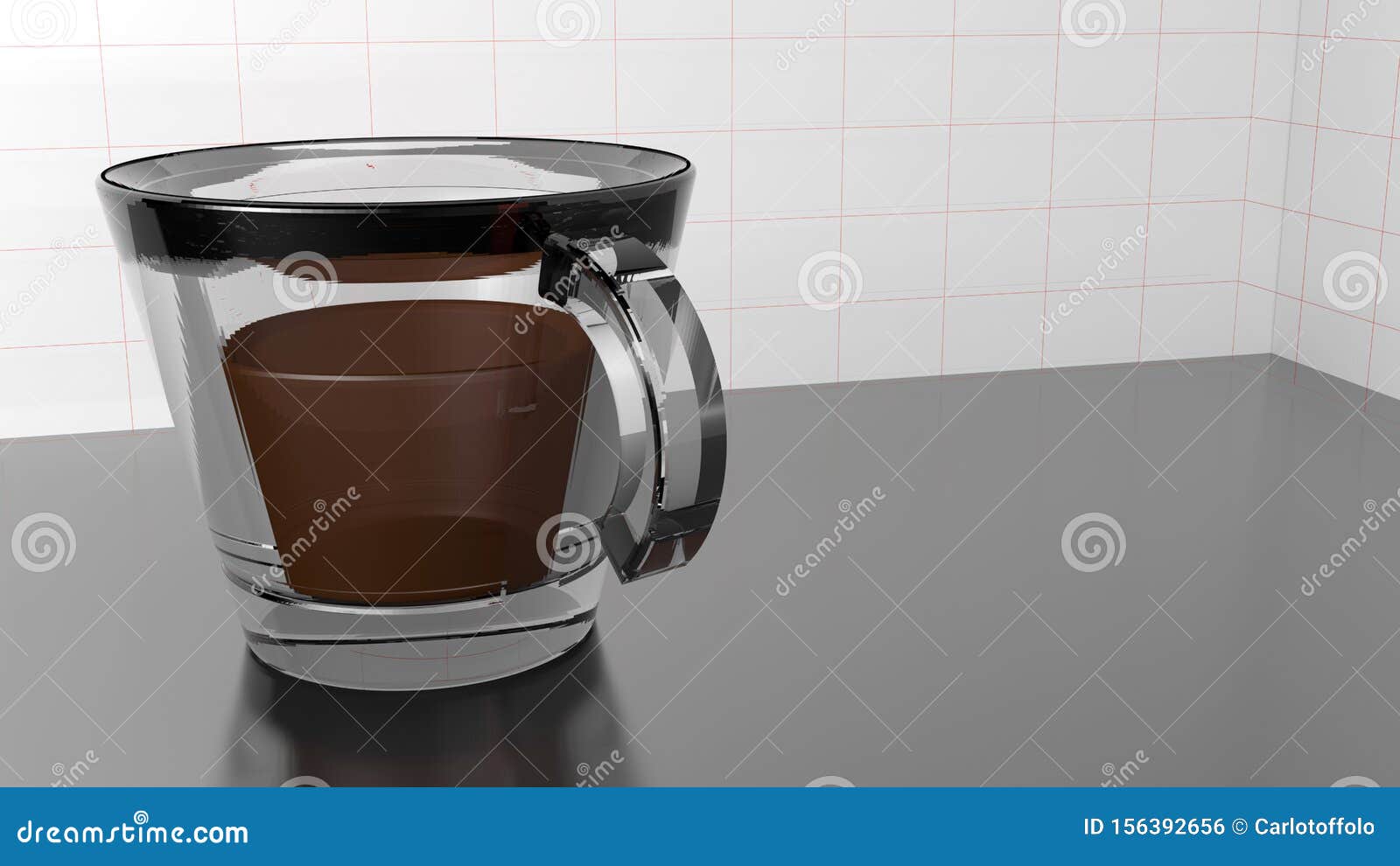 Modern Glass Coffee Cup - 3D Rendering Illustration Stock Illustration ...