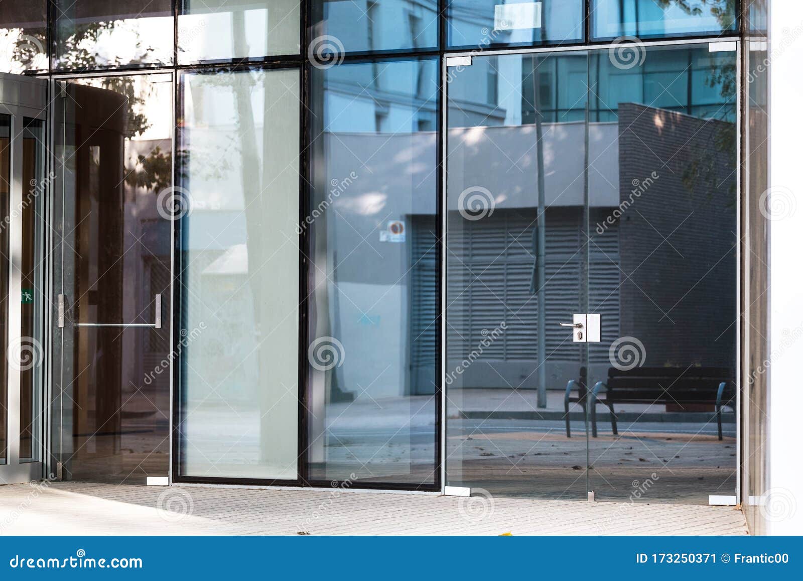 Glass Entrance of an Office Building Stock Image - Image of reflection ...