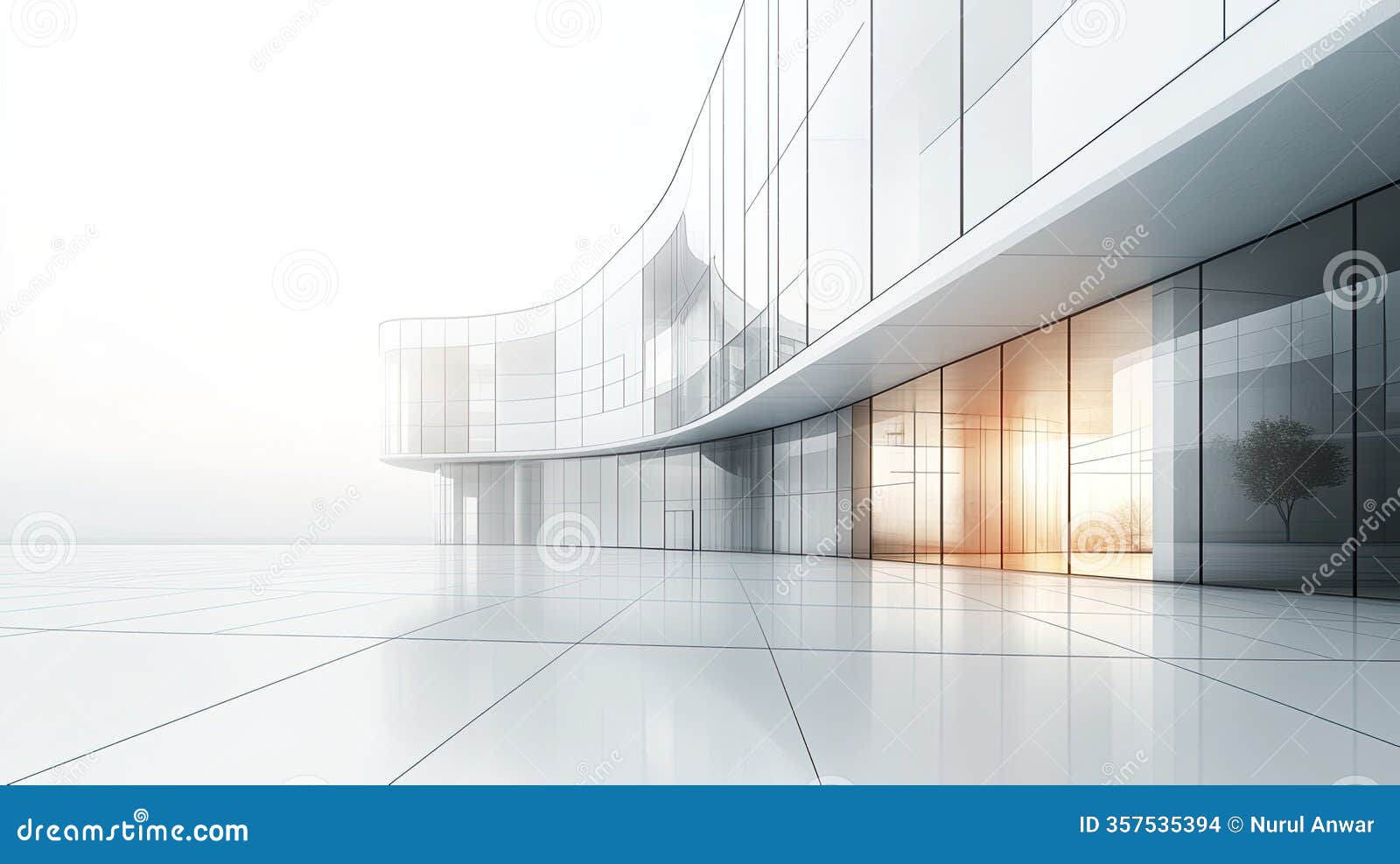 Glass Office Building with a Bright Entrance Stock Illustration ...