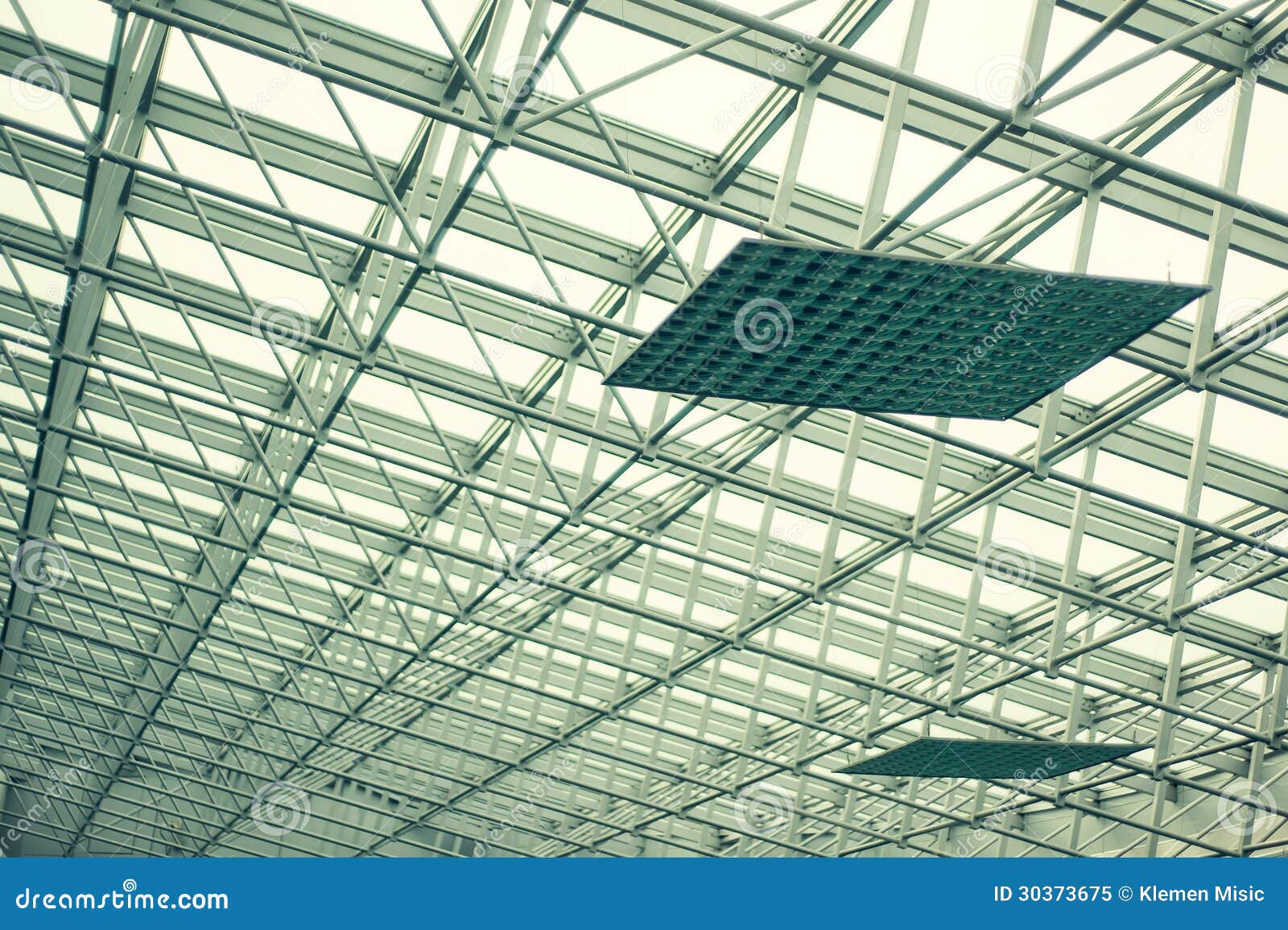 Modern Glass Roof and Steel Columns. Stock Image - Image of future ...