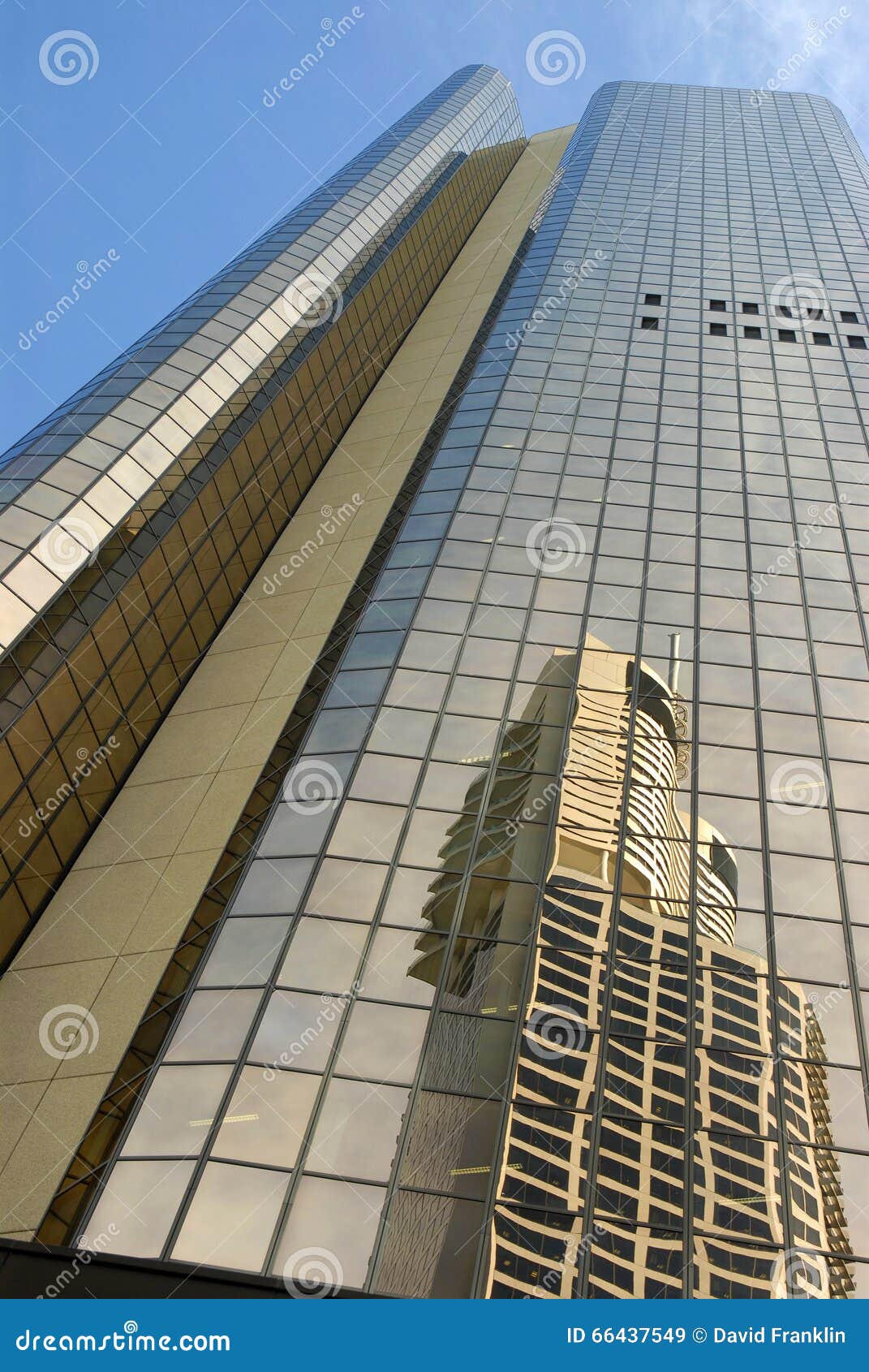 Modern Glass Skyscraper Tall Building, Reflection, Blue Sky, Vertical ...