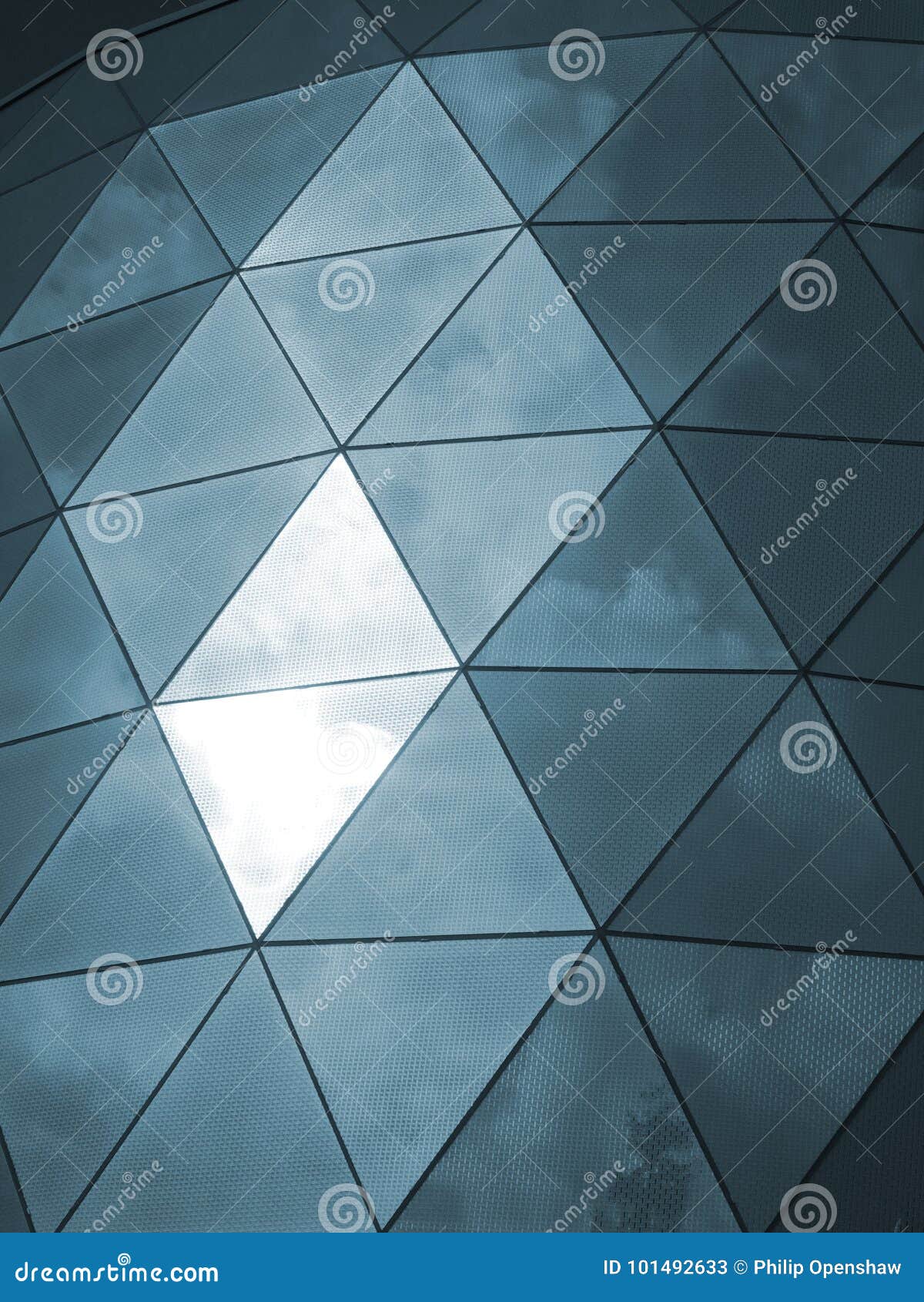 Modern Glass Triangular Cladding Windows with Sky and Clouds Ref Stock ...