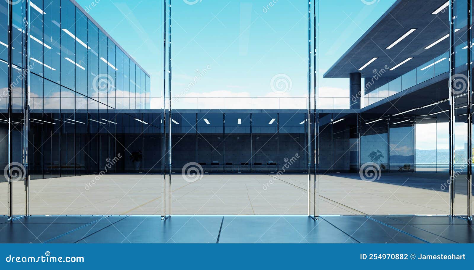 Modern Glass Wall Commercial Buildings Stock Illustration ...