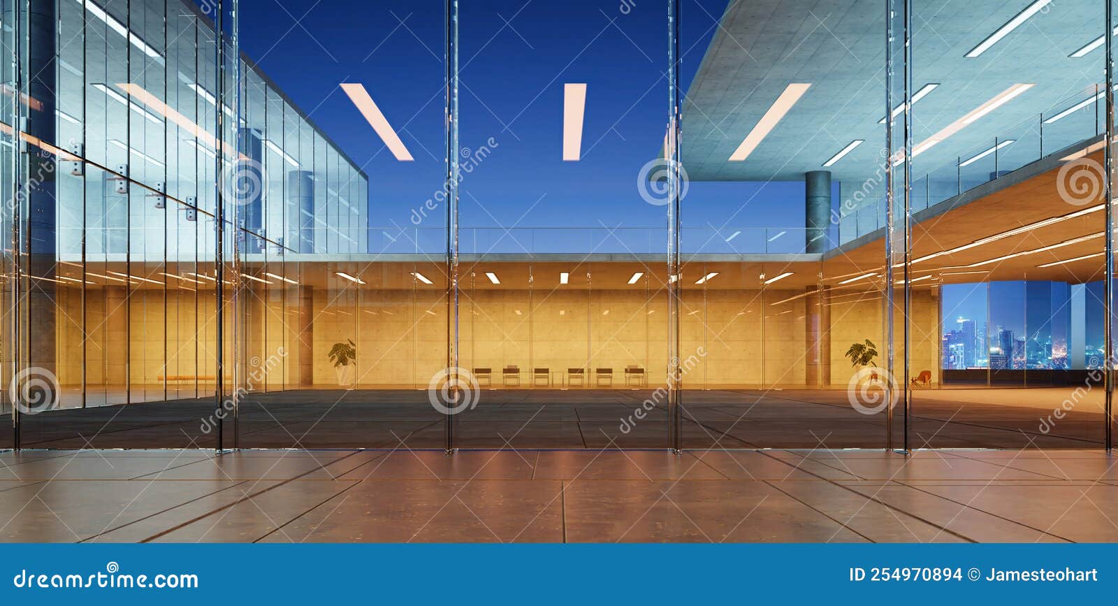 Modern Glass Wall Commercial Buildings Stock Illustration ...