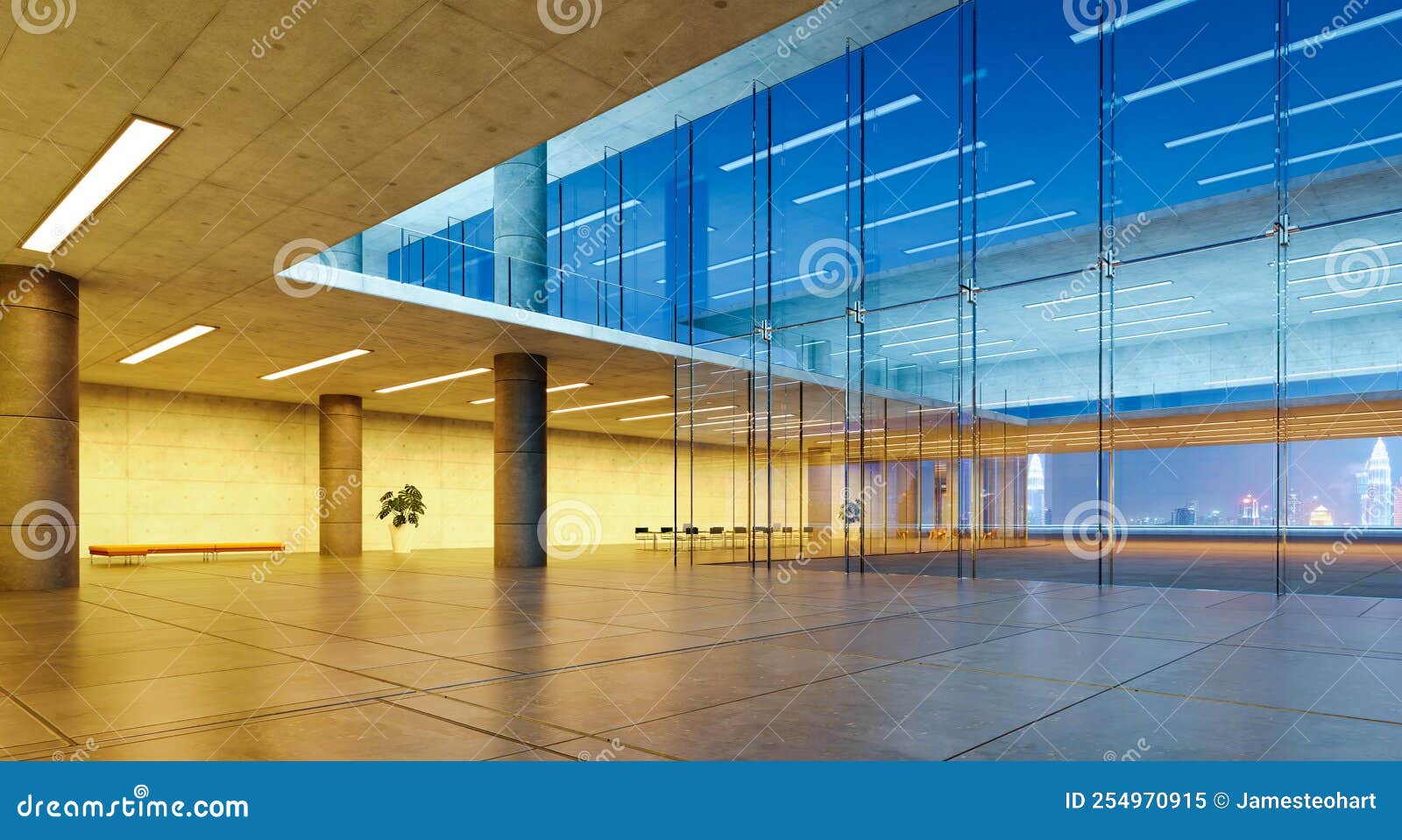 Modern Glass Wall Commercial Buildings Stock Illustration ...