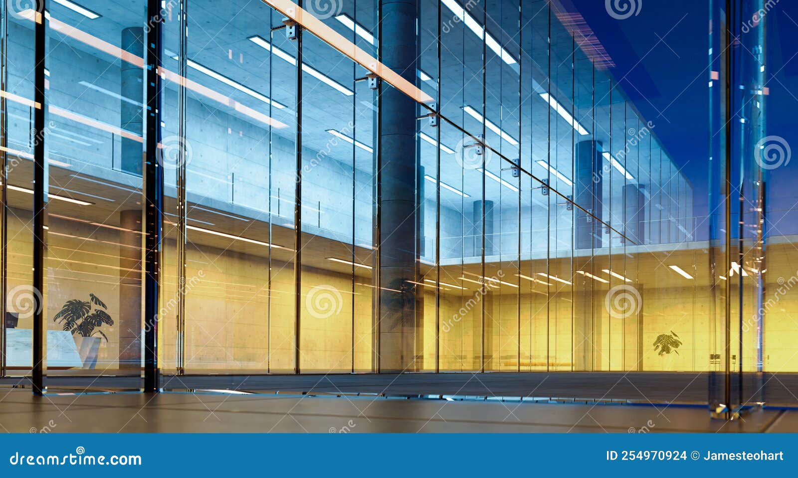 Modern Glass Wall Commercial Buildings Stock Illustration ...