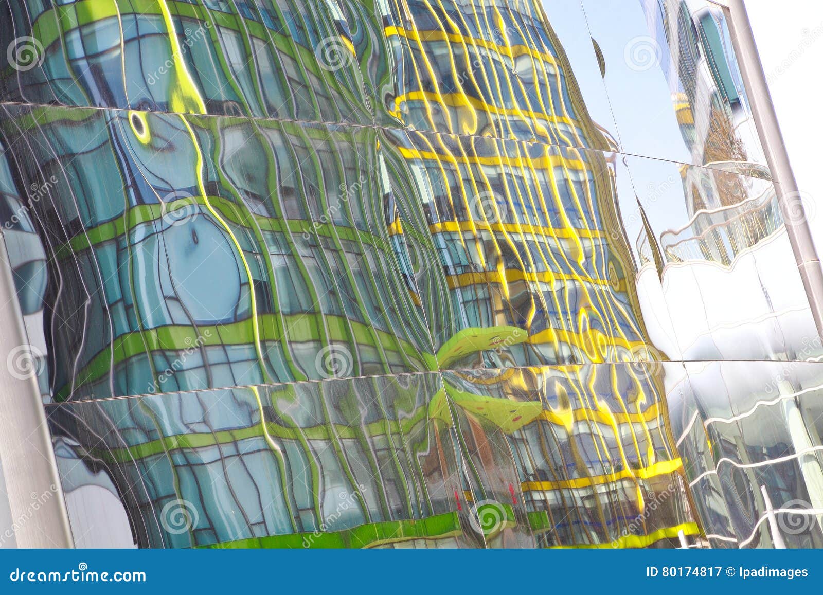 Modern Glass Walls Reflecting Abstract Distorted Reflection Stock Image ...
