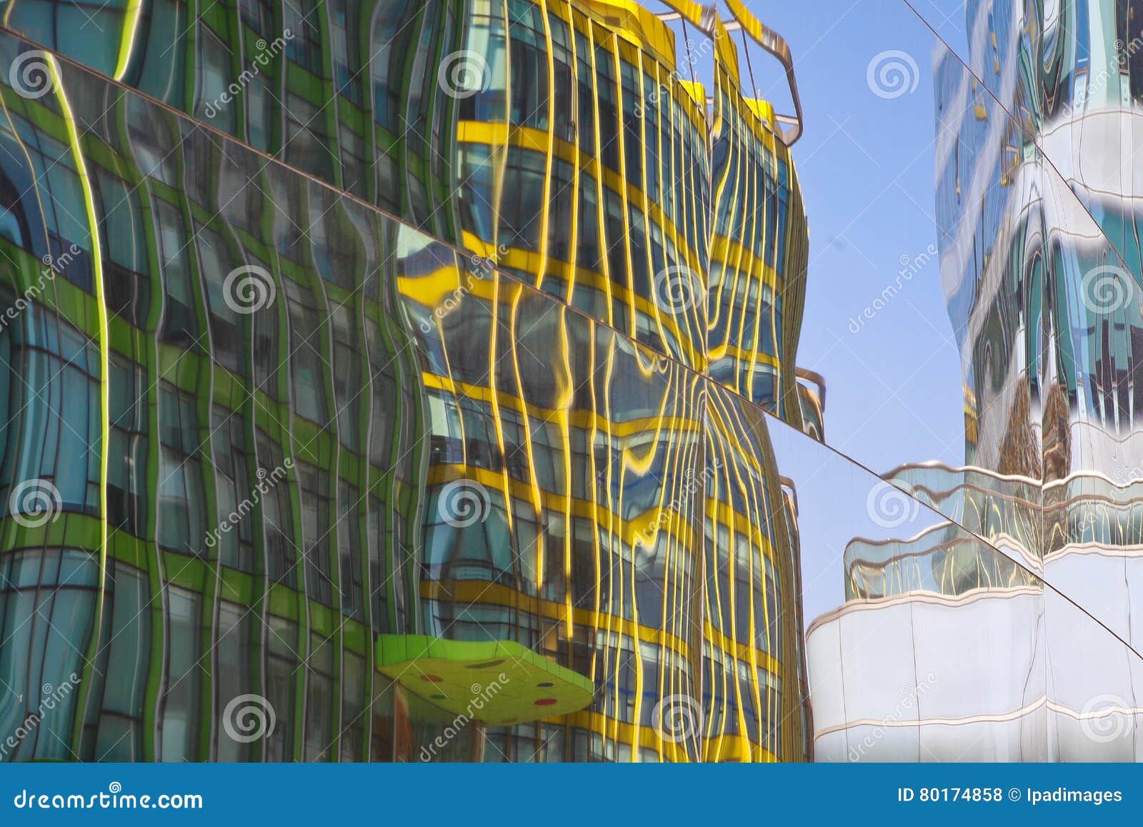 Modern Glass Walls Reflecting Abstract Distorted Reflection Stock Photo ...