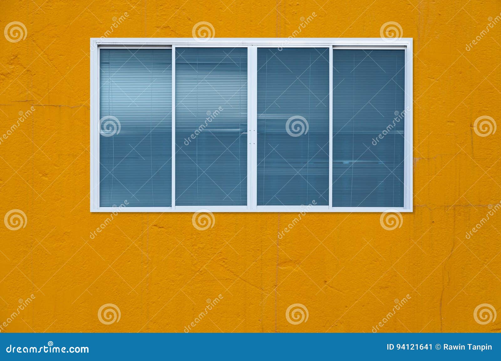 Modern Glass Window on the Yellow Wall Stock Image - Image of frame ...