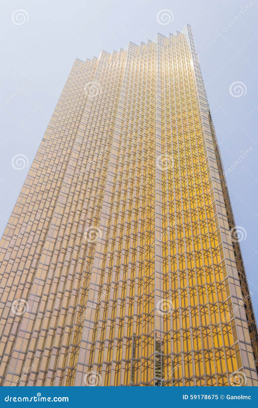 Modern Glass Yellow Shiny Skyscraper Stock Image - Image of ...