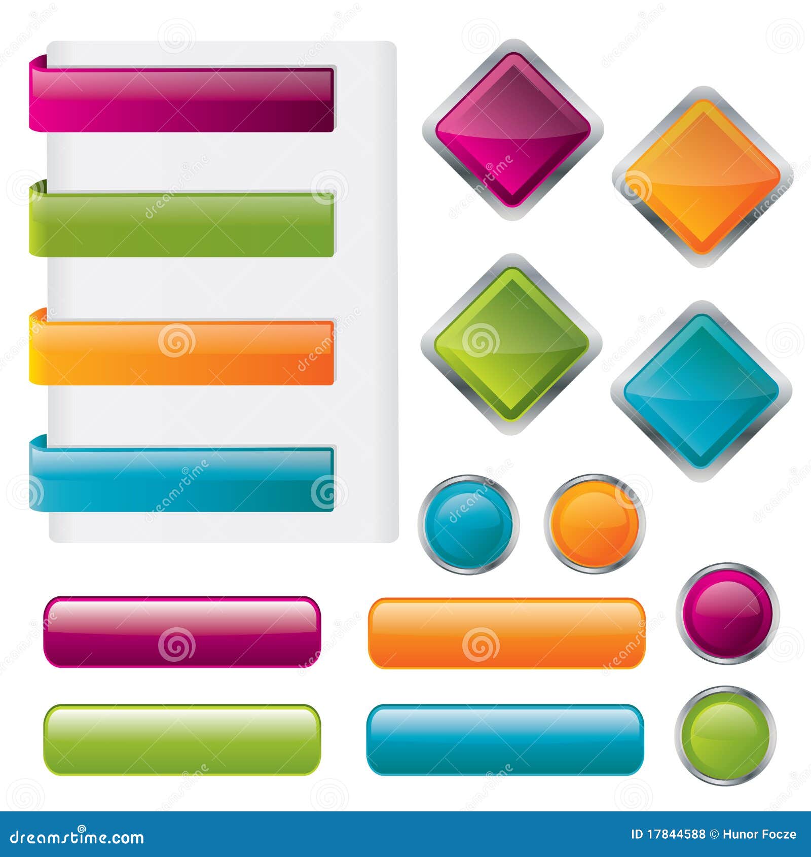 Modern Glossy Button Set in Different Shapes Stock Vector ...