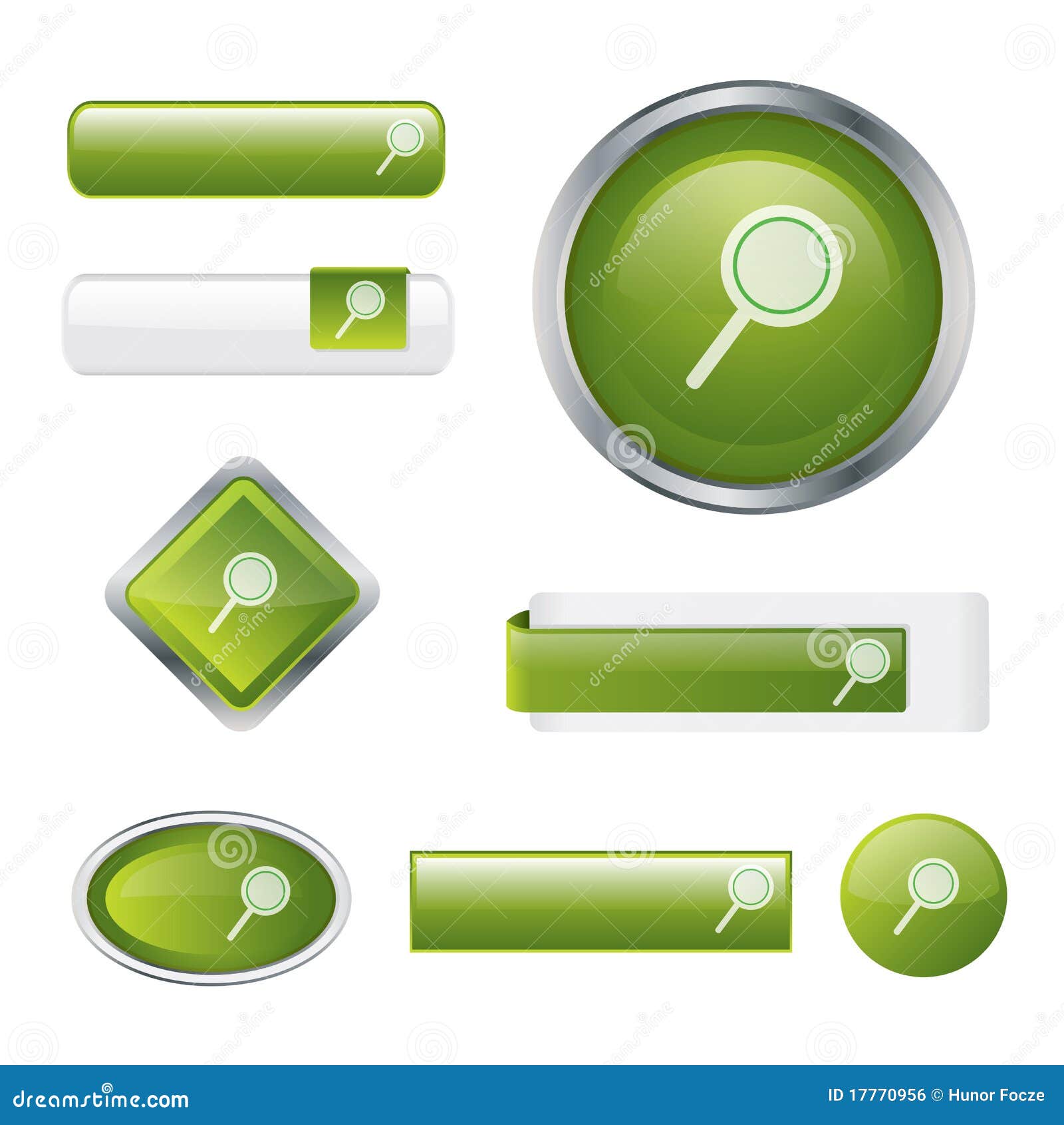 Modern Glossy Green Search Button Set Stock Vector - Illustration of ...