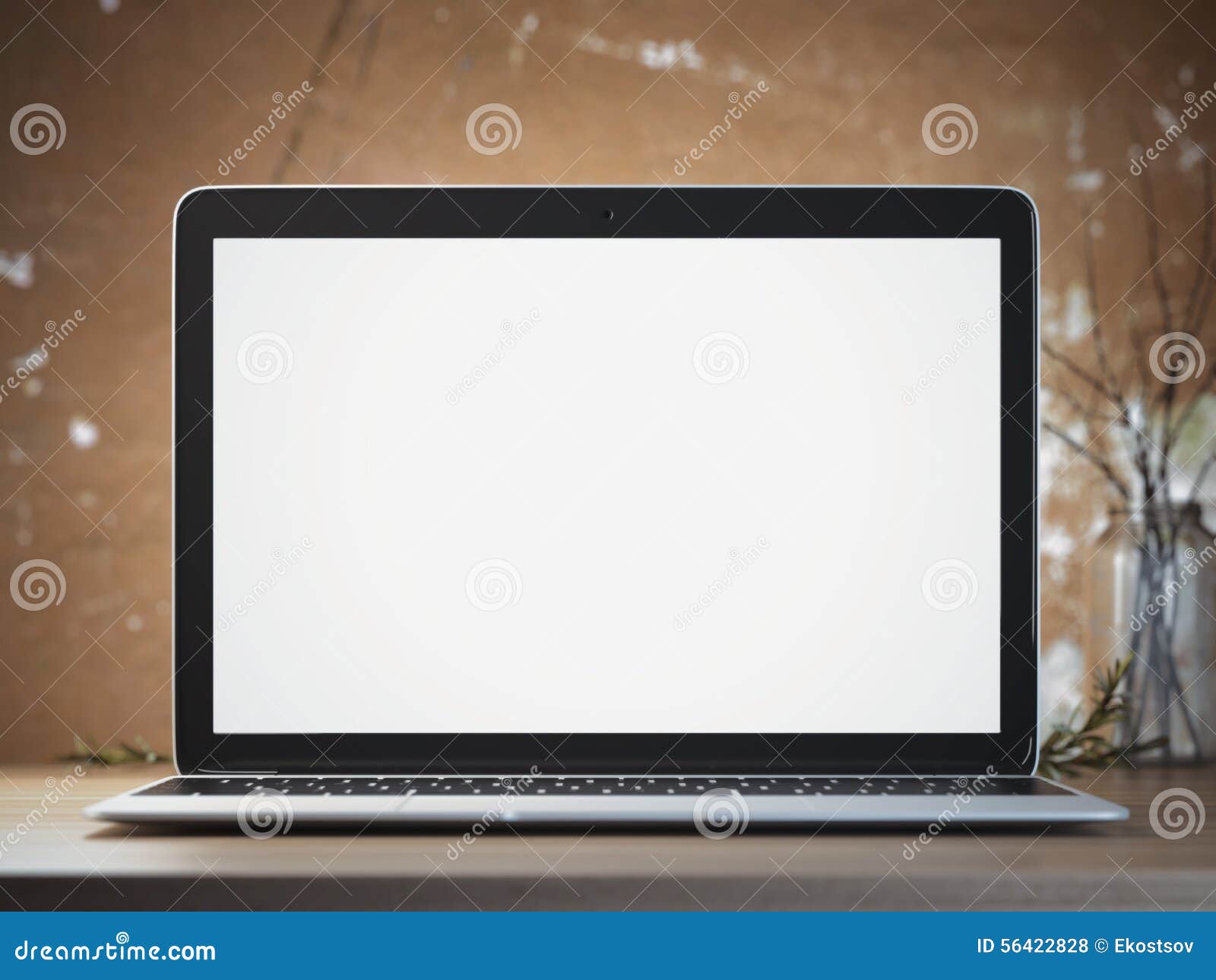 Modern Glossy Laptop on Table Stock Illustration - Illustration of ...