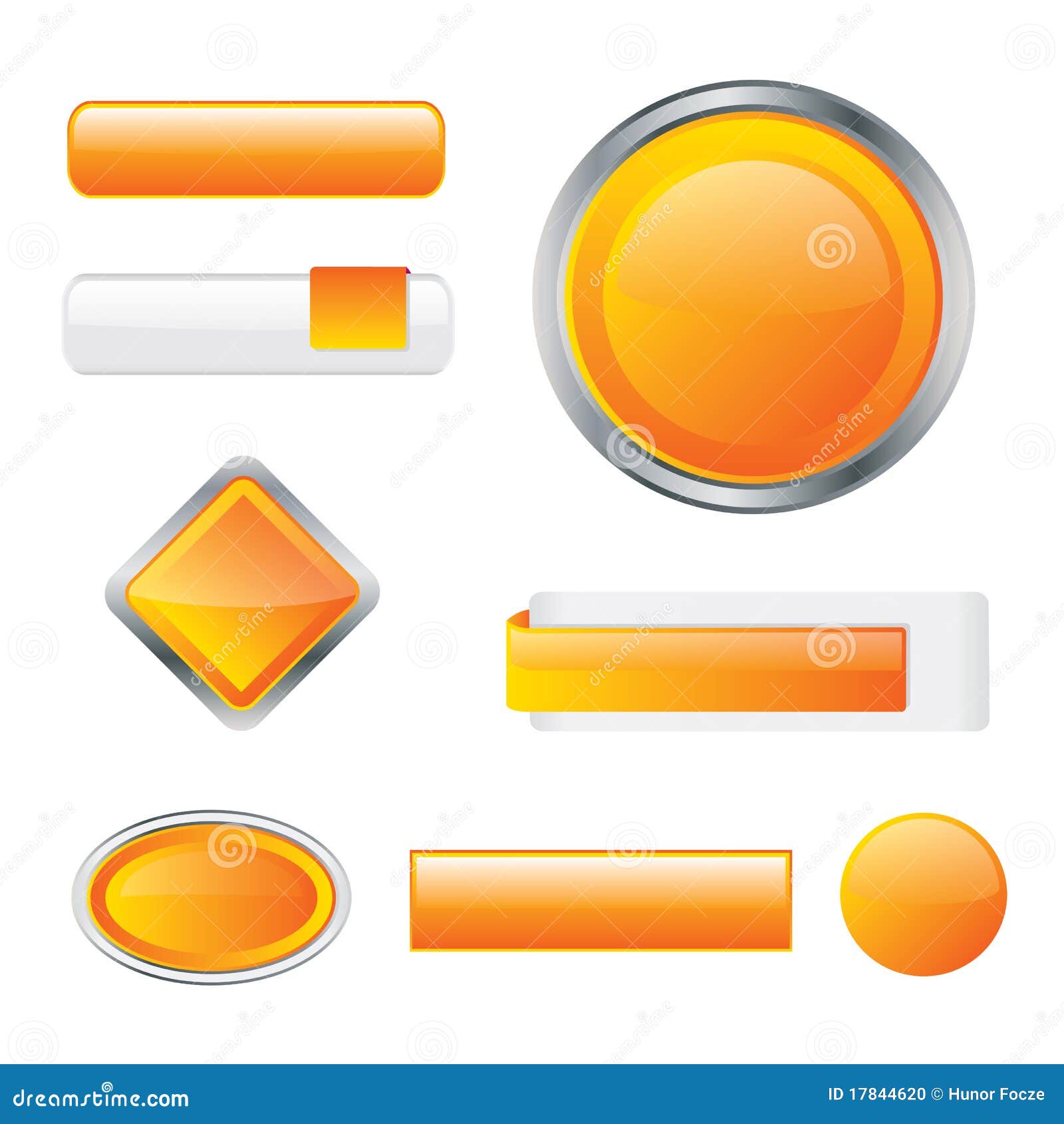 Modern Glossy Orange Buttons Stock Vector - Illustration of push ...