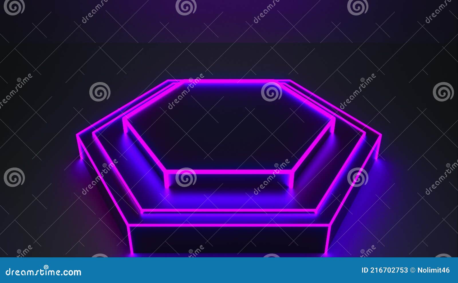 Modern Glow Dark Studio with Neon Light. 3d Rendering, Computer ...