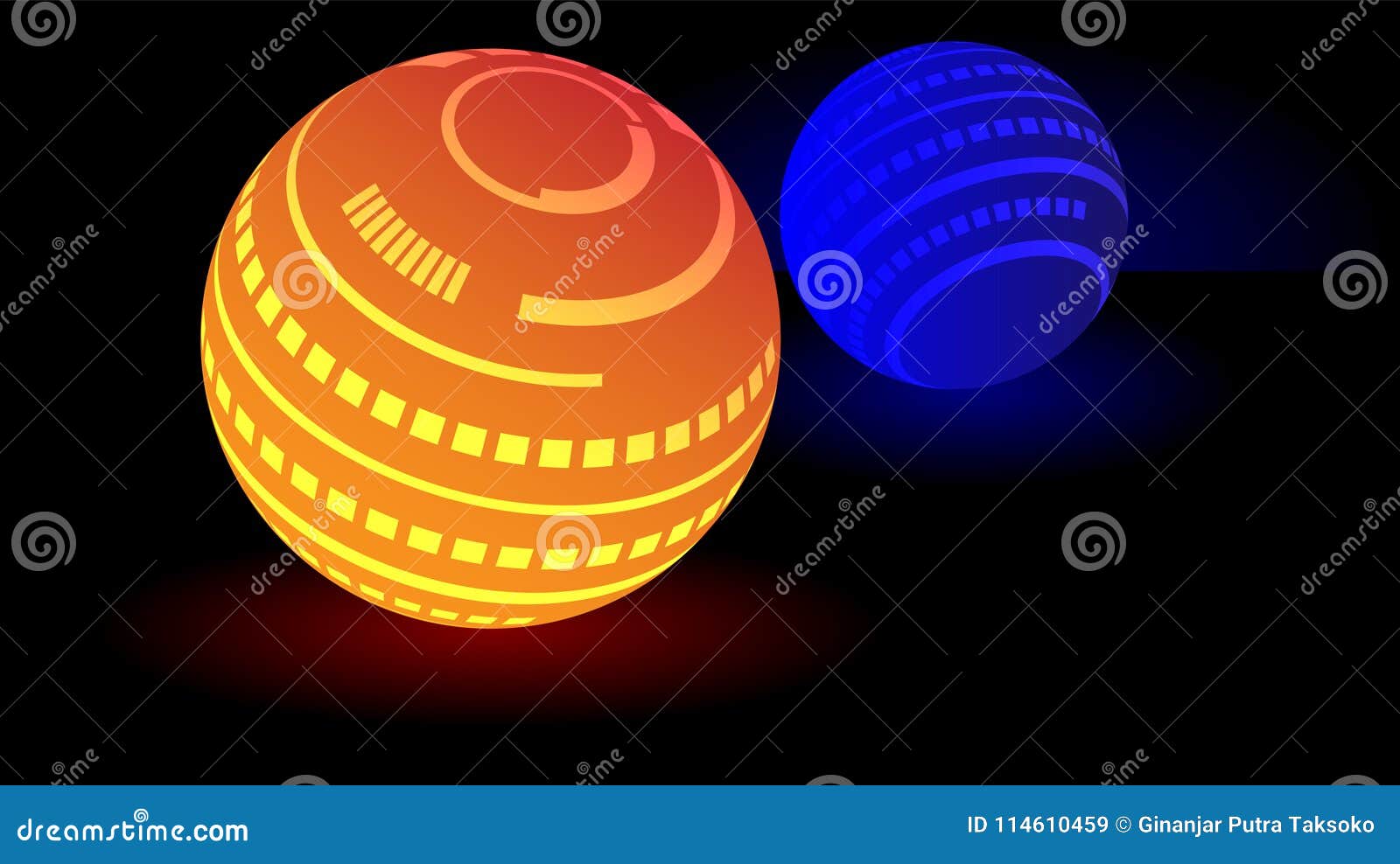 A Glowing Sphere With Three Balls Surrounding It Illustrating Atomic ...