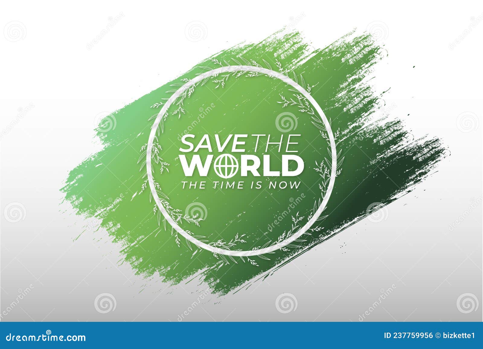 Modern Go Green Background Template with Splash Floral Frame Stock ...