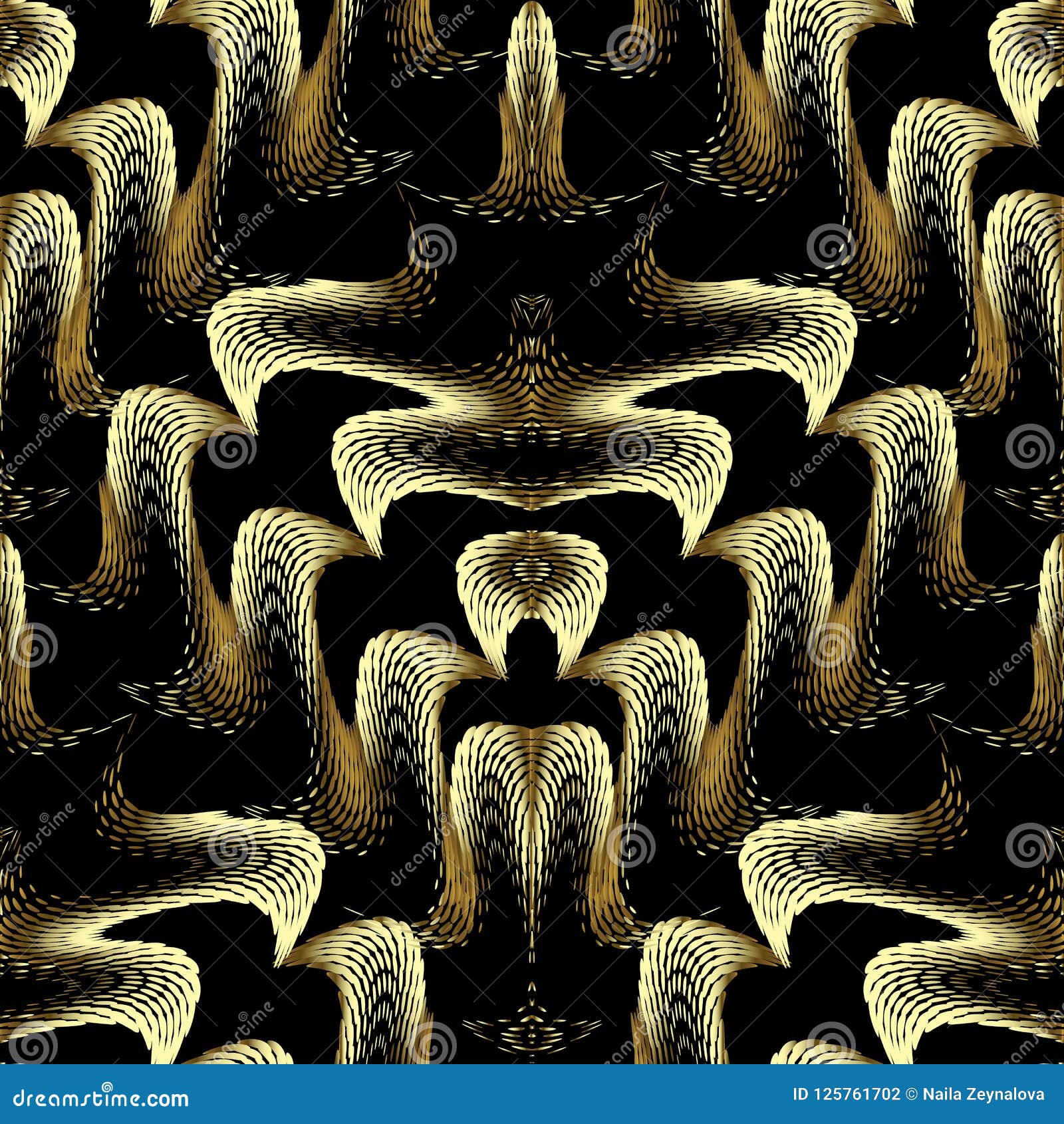 Modern Gold 3d Vector Seamless Pattern. Abstract Creative Ornate Stock ...
