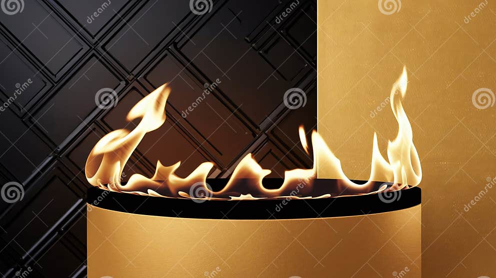 Modern Gold Fire Pit with Black Diamond Pattern Good Resolution Stock ...