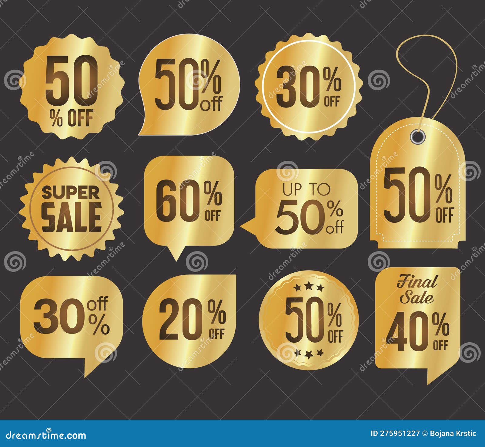 Modern Gold Sale Banners and Labels Vector Collection Stock Vector ...