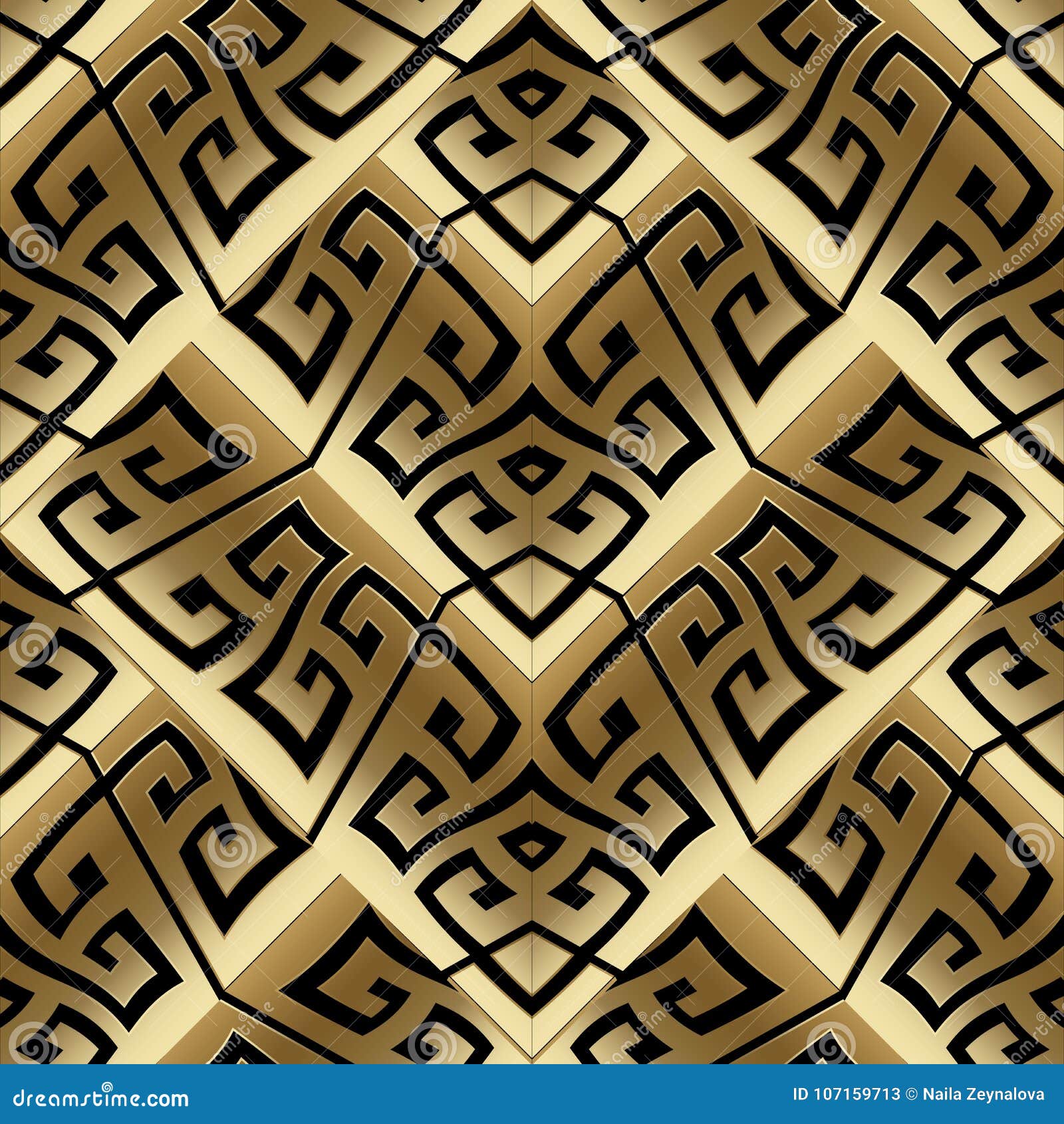 Modern Gold Vector Meander Seamless Pattern. Abstract Striped Gr Stock ...