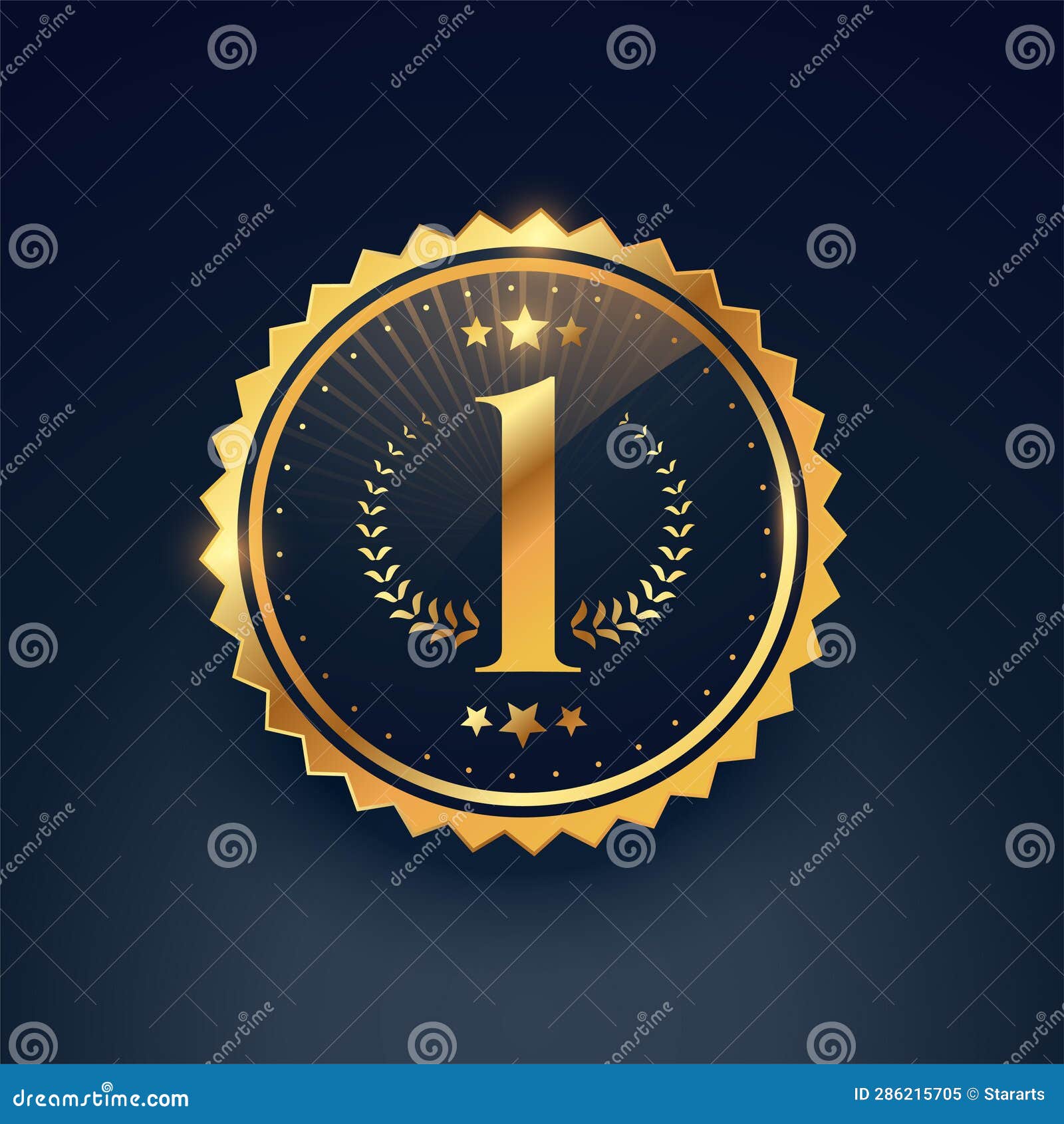 Modern and Golden Number One Champion Badge Design Stock Vector ...