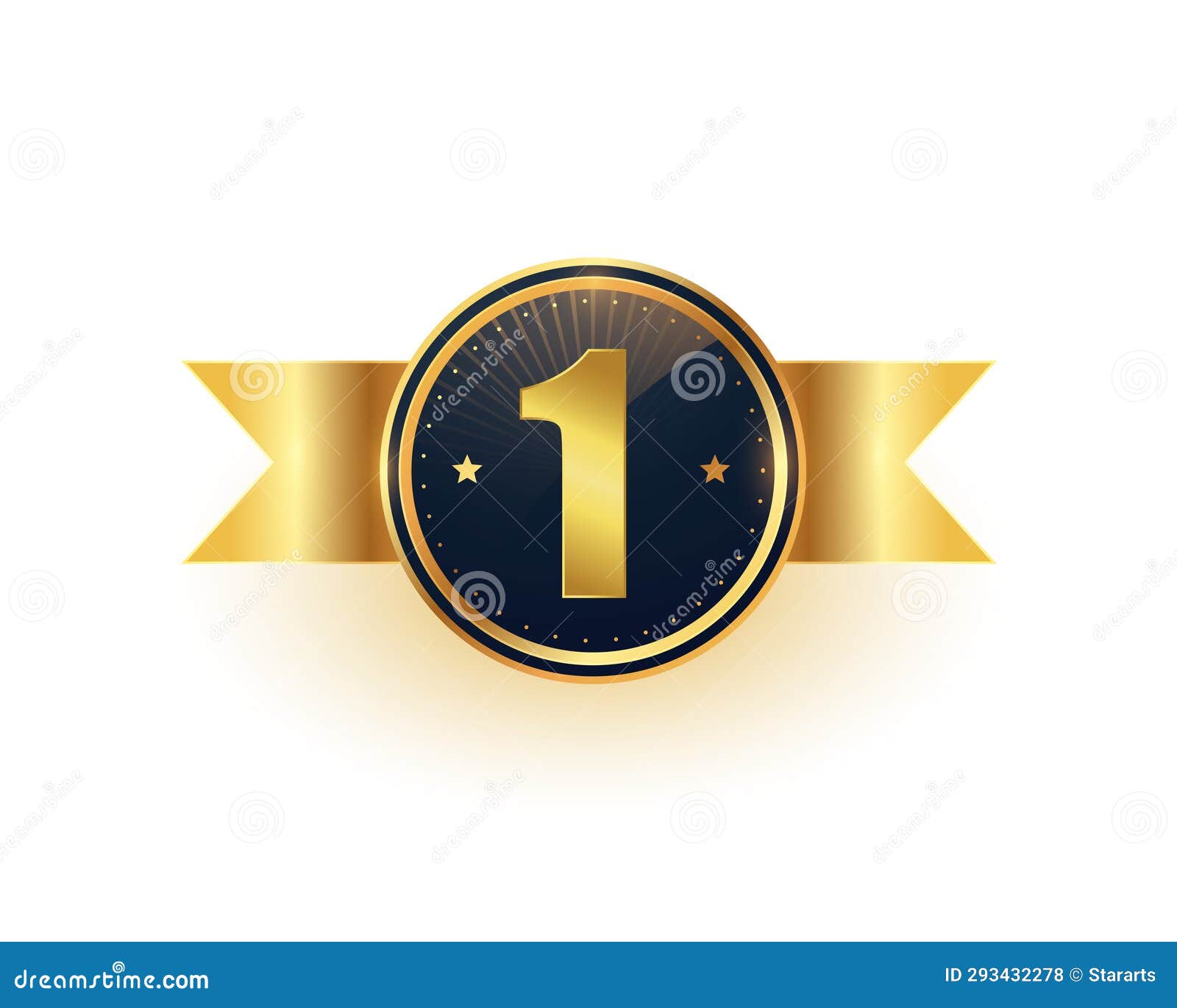 Modern and Golden Number 1 or One Victory Label Design Stock Vector ...