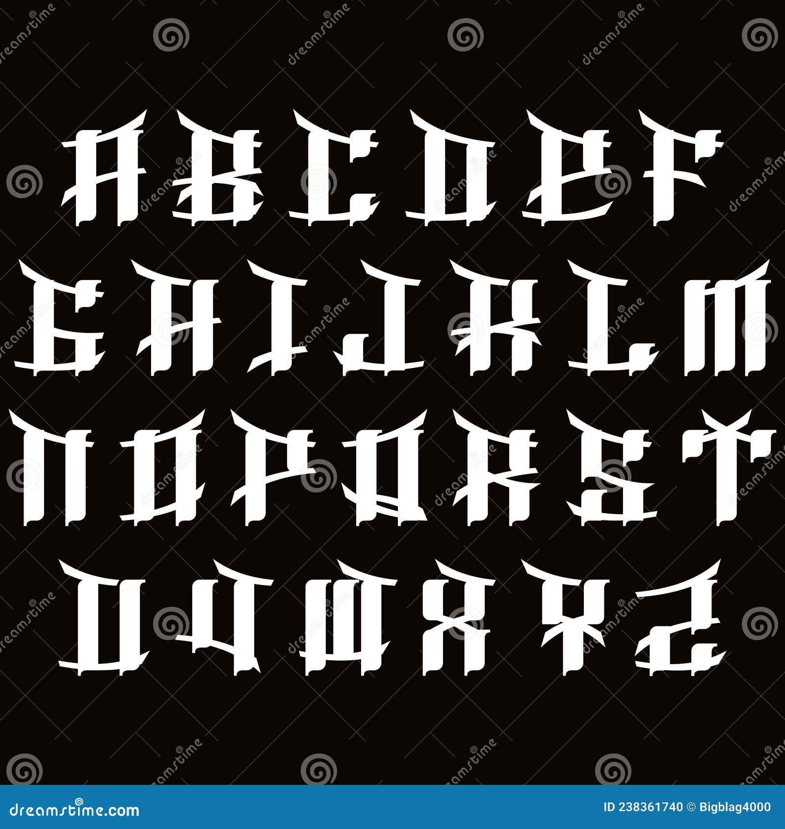 Modern Gothic Decorative Alphabet.Art Font.Vector Illustration. Stock ...