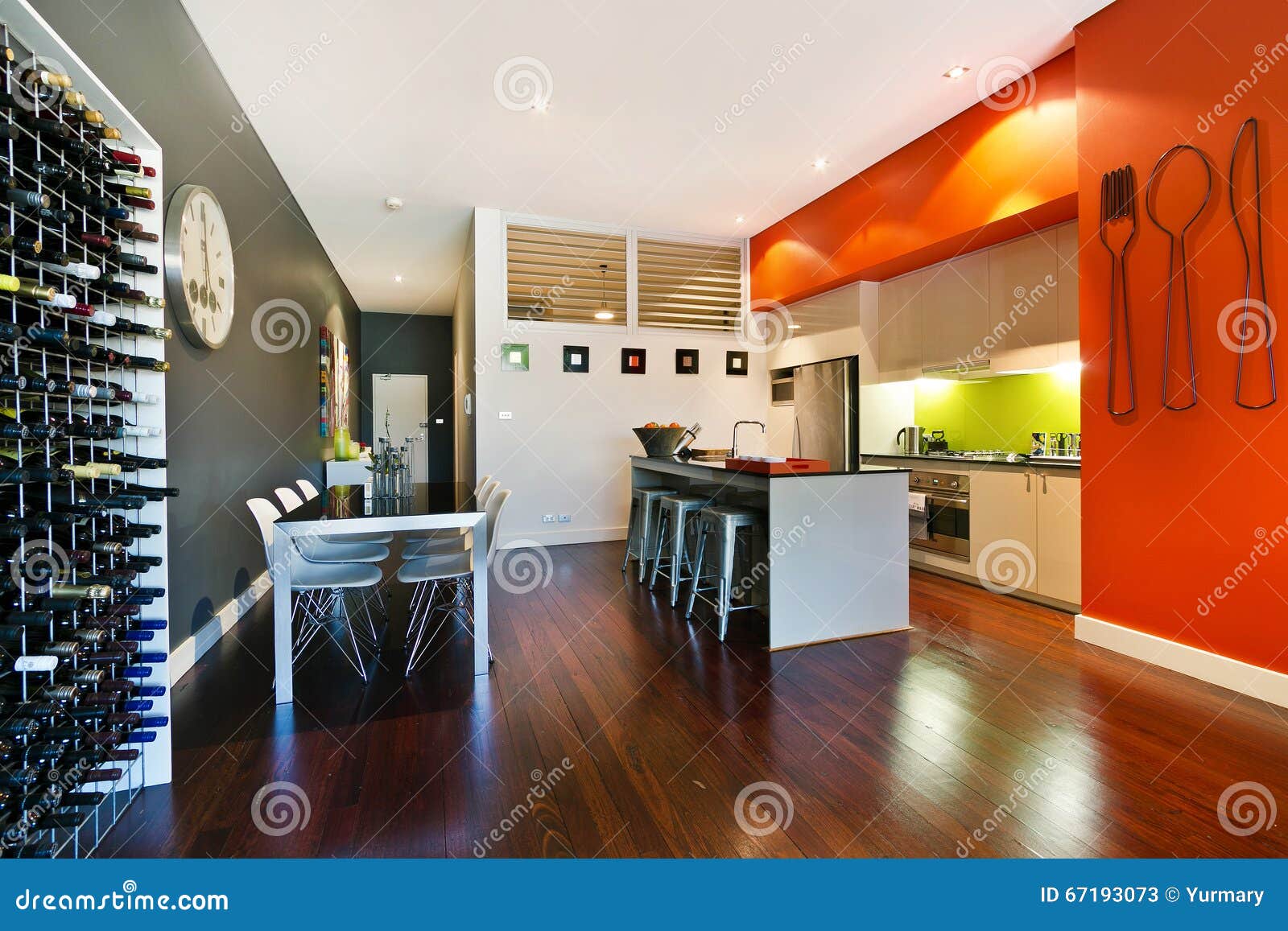 Modern Gourmet Kitchen Interior Stock Image - Image of fridge, clean ...