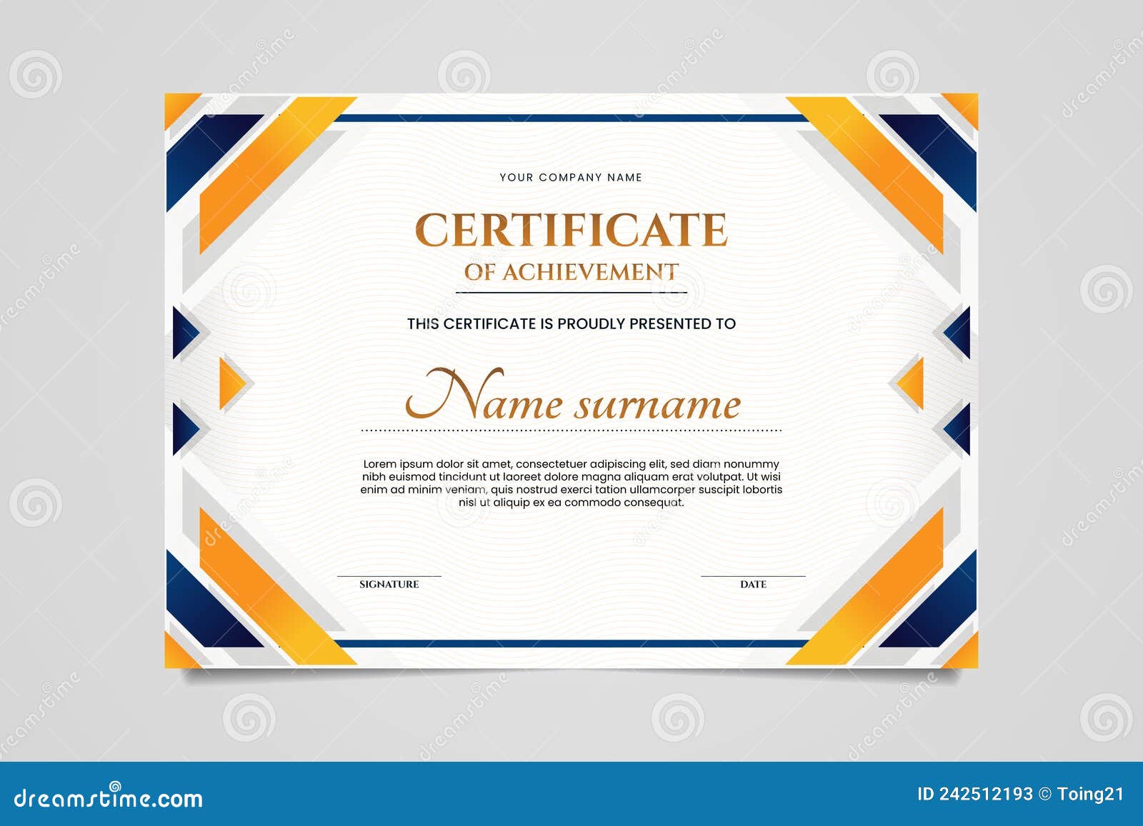 Modern Gradient Certificate of Achievement Template Stock Vector ...