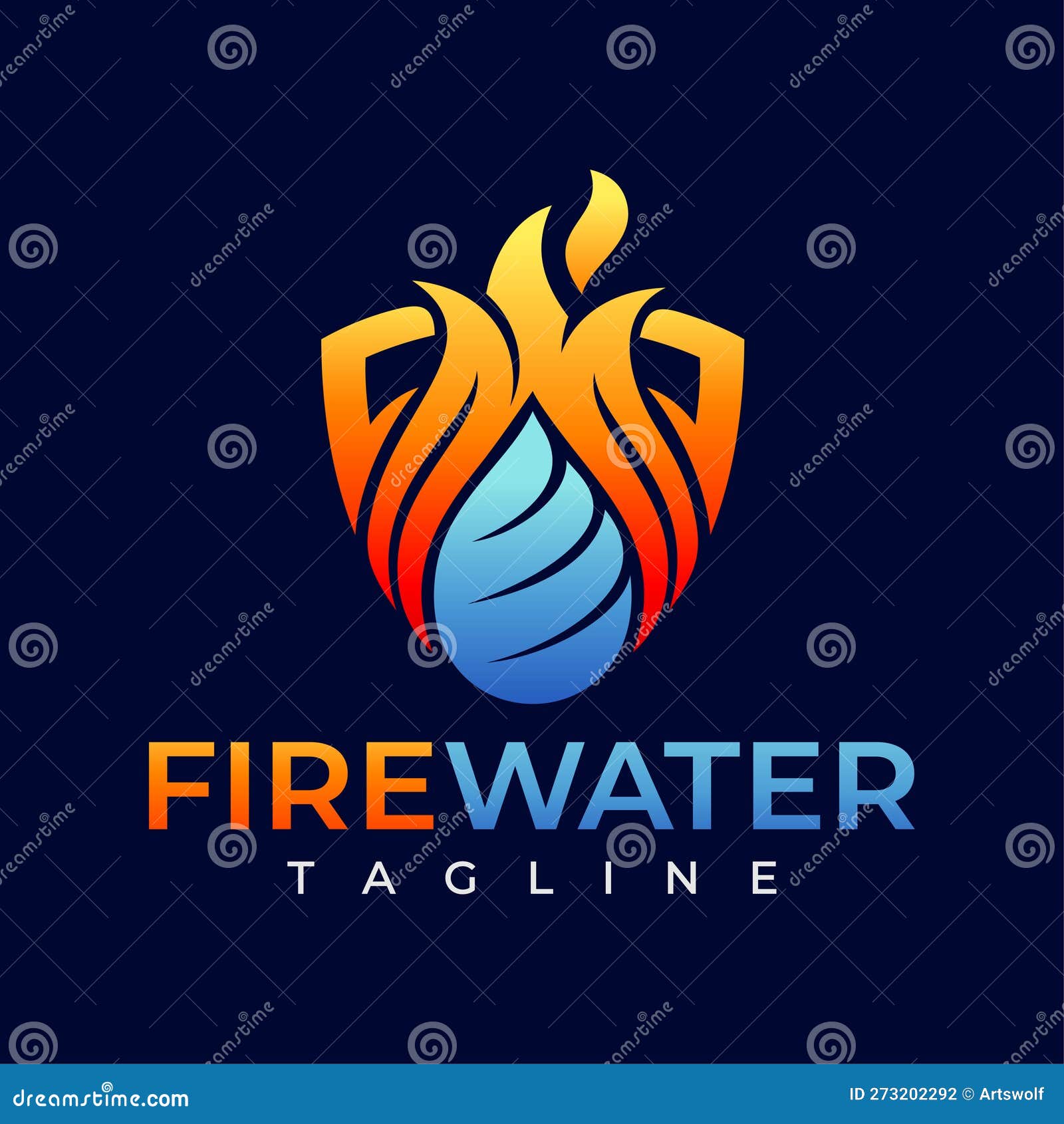 Modern Gradient Fire Water Shield Logo Branding. Minimalist Flame Drop ...