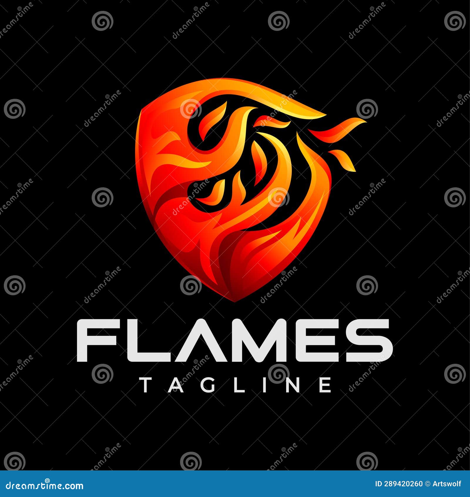 Modern Gradient Flame Fire Shield Logo Branding Design Stock Vector ...
