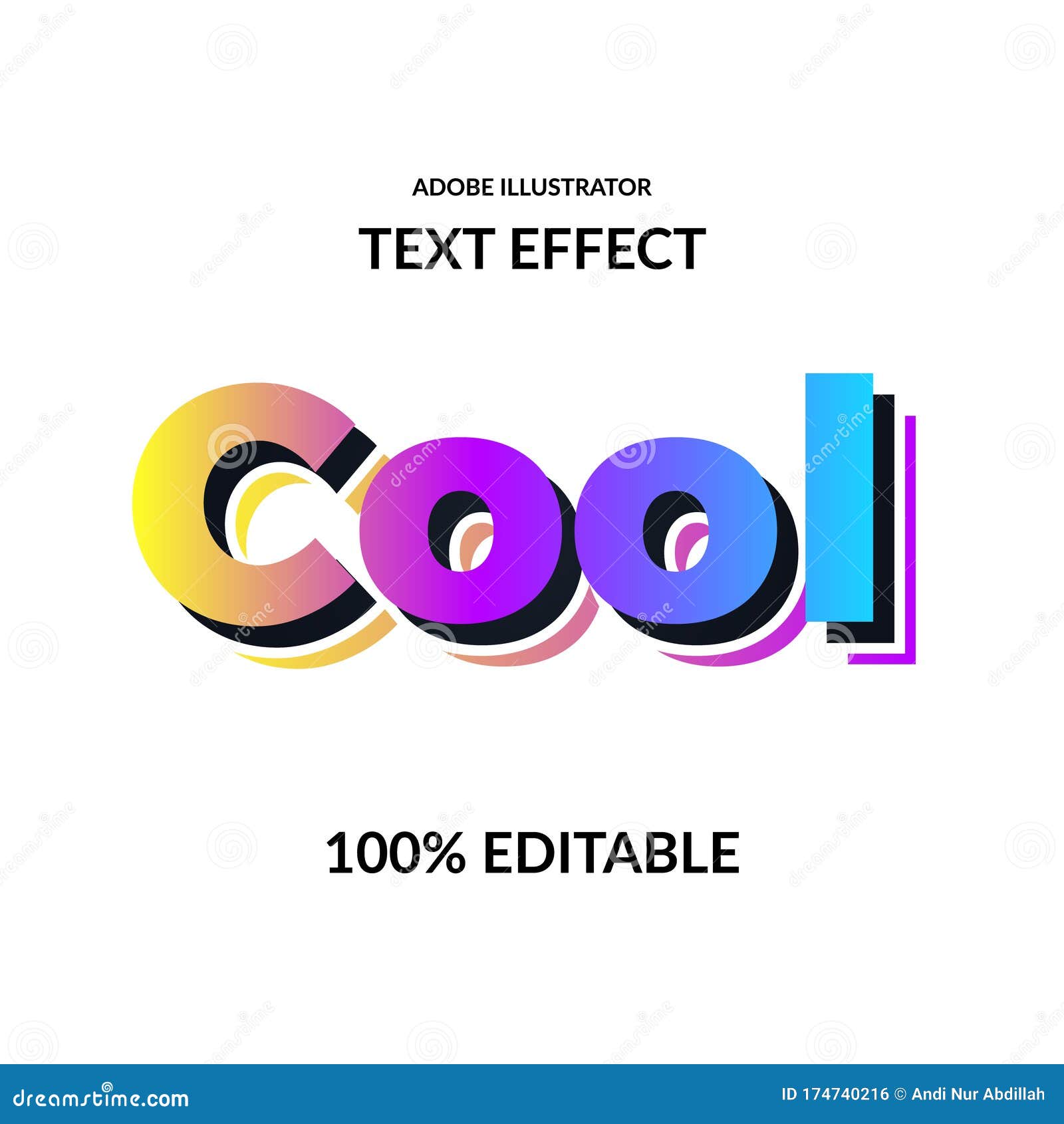 Modern Gradient Vivid Color Strong Font Adobe Illustrator Text Effect ...