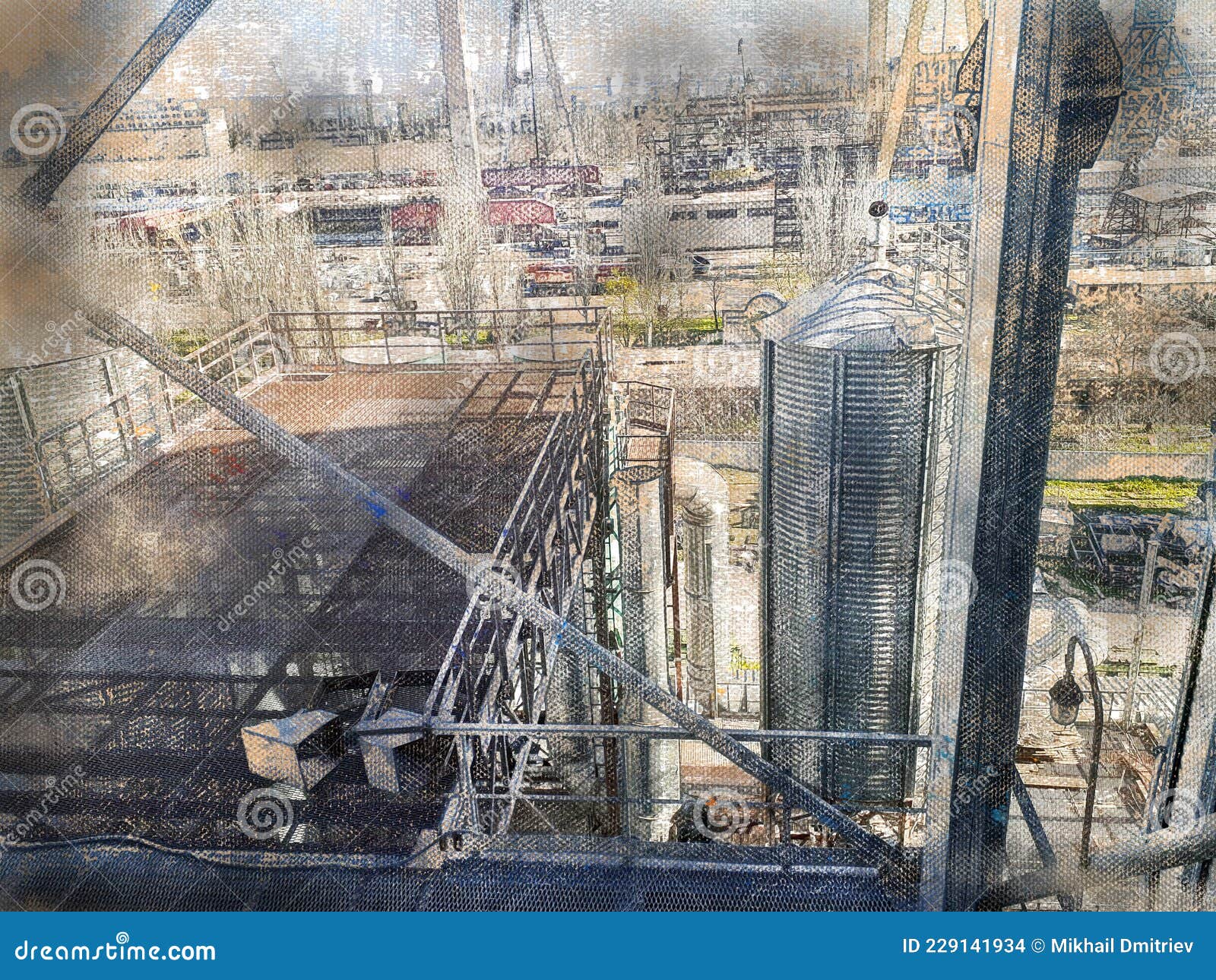 Modern Grain Terminal in the Port. Industrial Complex for Loadin Stock ...