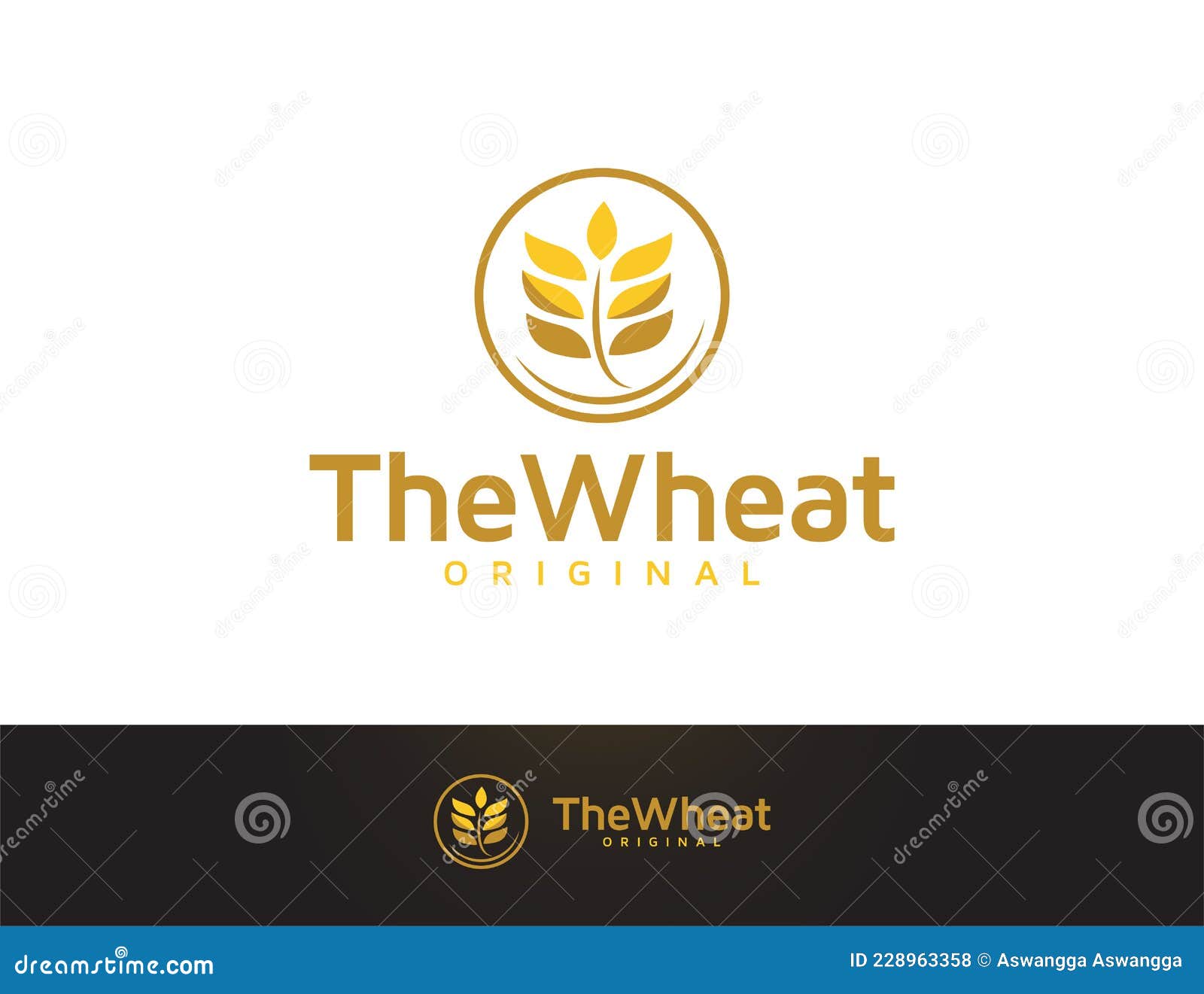 Modern Grain Wheat Logo Design with Gold Color Stock Vector ...