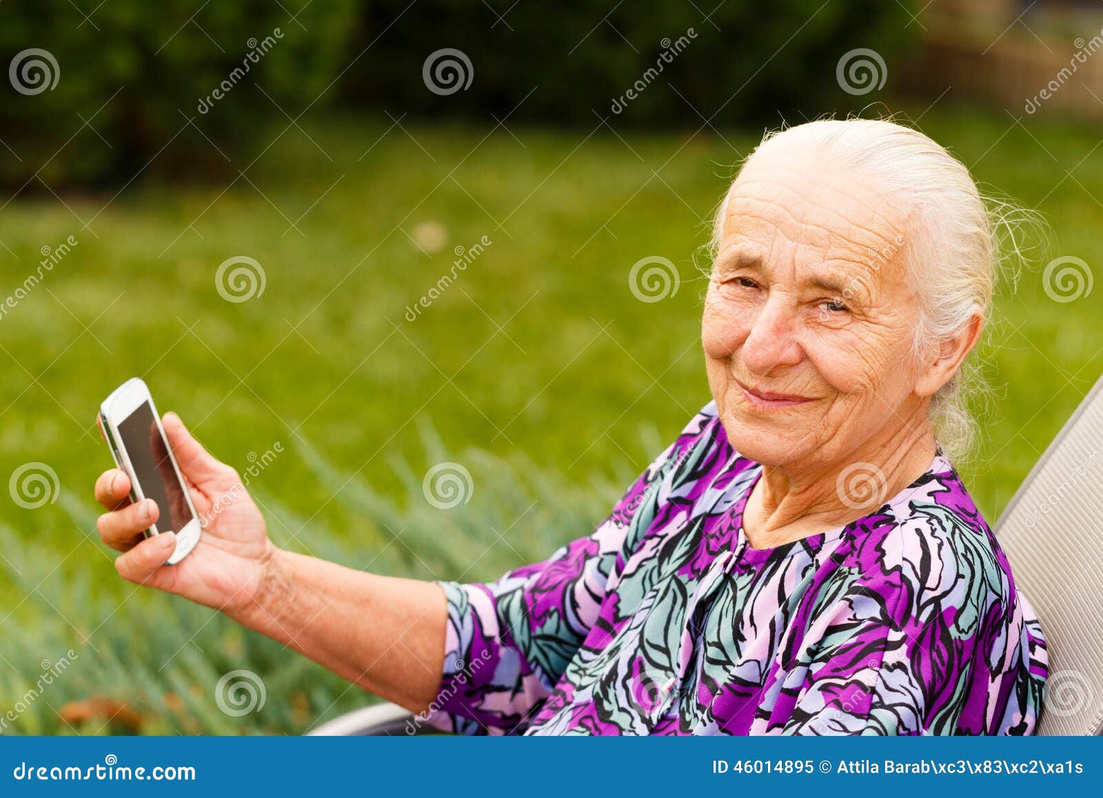 Modern Grandma stock image. Image of positive, smartphone - 46014895