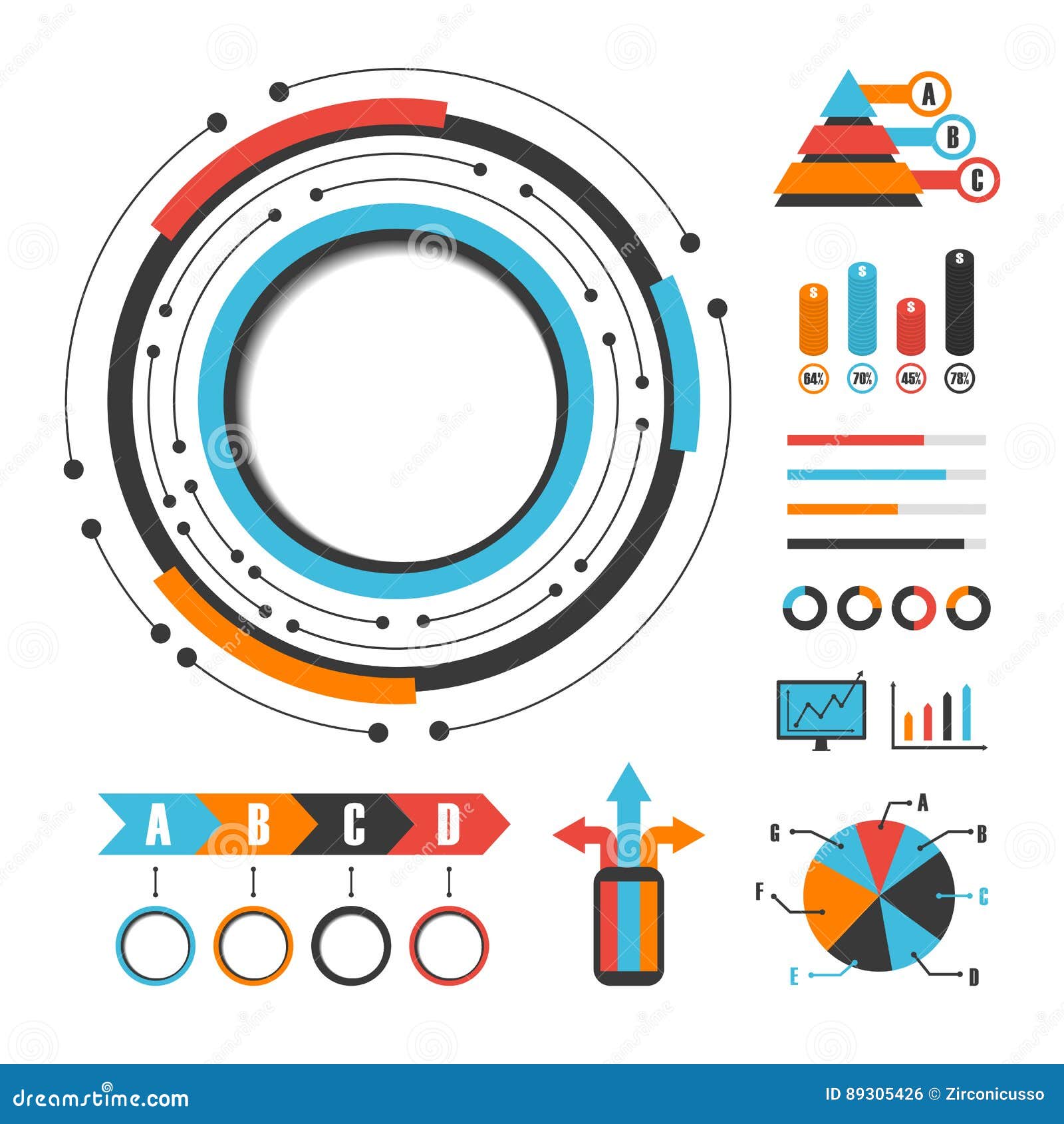 Modern graph infographic stock vector. Illustration of money - 89305426