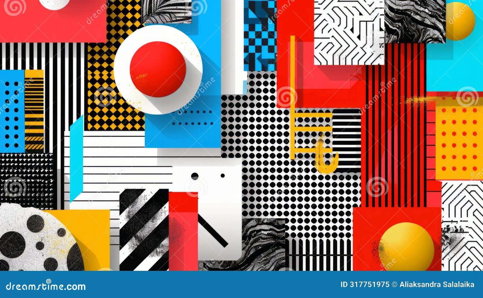 Modern Graphic Design, Design Elements Like Bold Shapes, Halftone ...