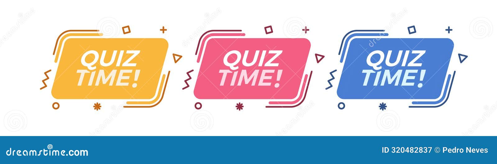 Modern Graphic Design Text Boxes with Quiz Time! Text. Set of Abstract ...
