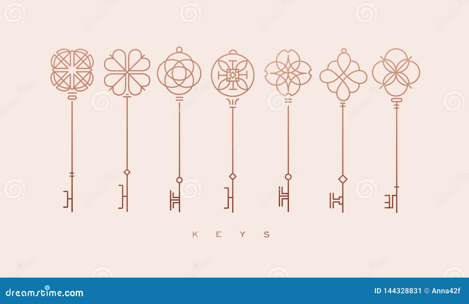 Modern Graphic Key Collection Beige Stock Vector - Illustration of icon ...