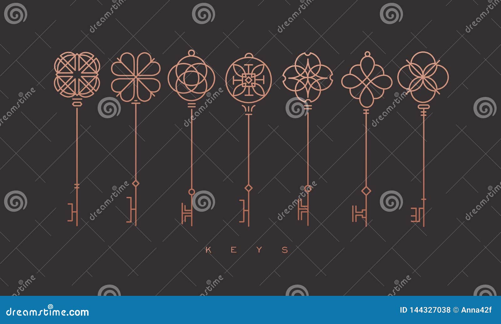 Modern Graphic Key Collection Bronze Stock Vector - Illustration of ...