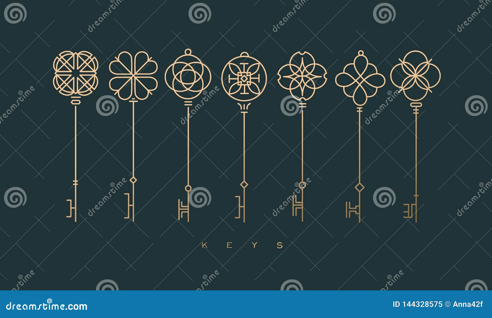 Modern Graphic Key Collection Green Stock Vector - Illustration of ...