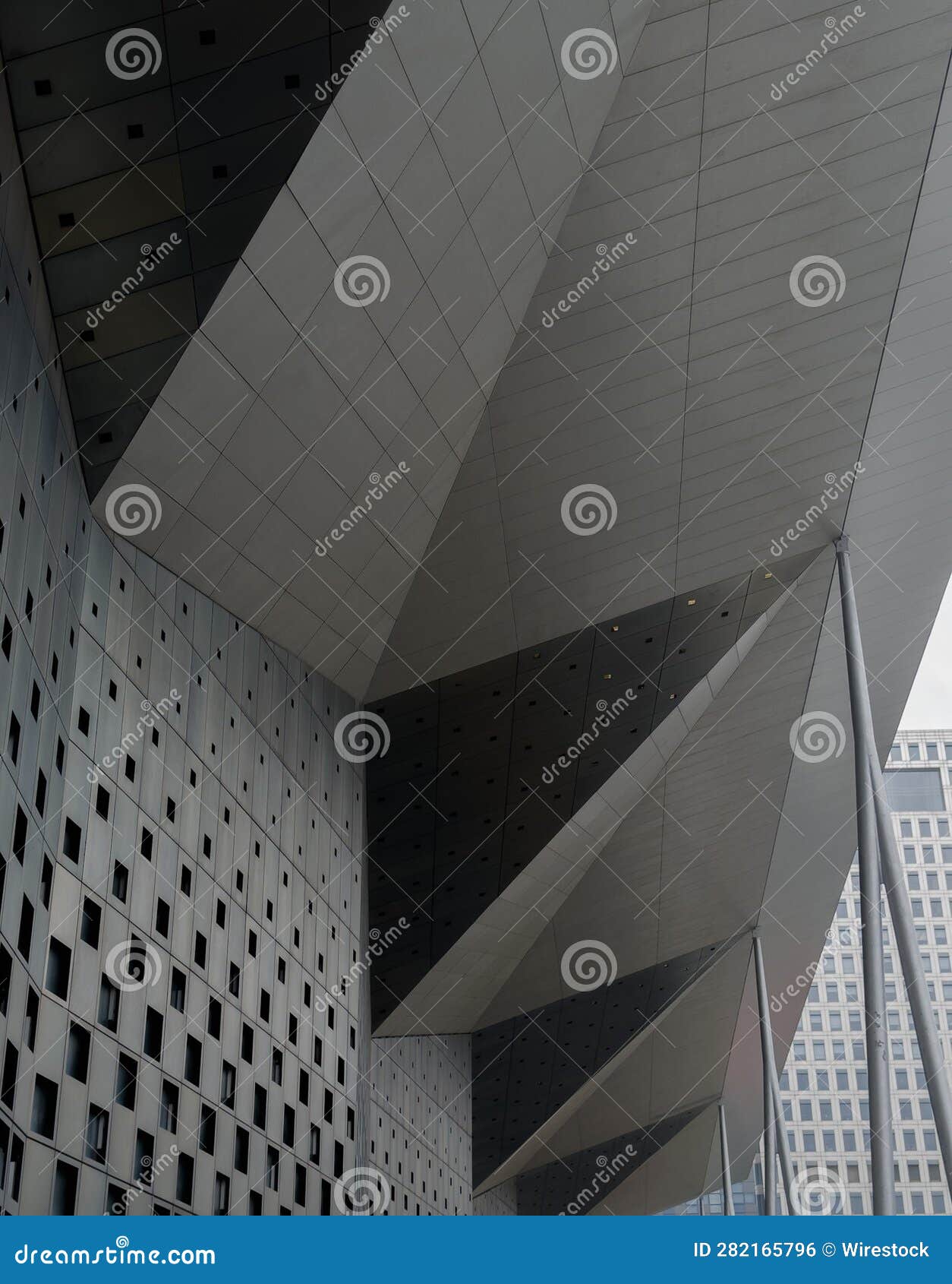 Modern Gray Angular Building in Shanghai. Editorial Photo - Image of ...