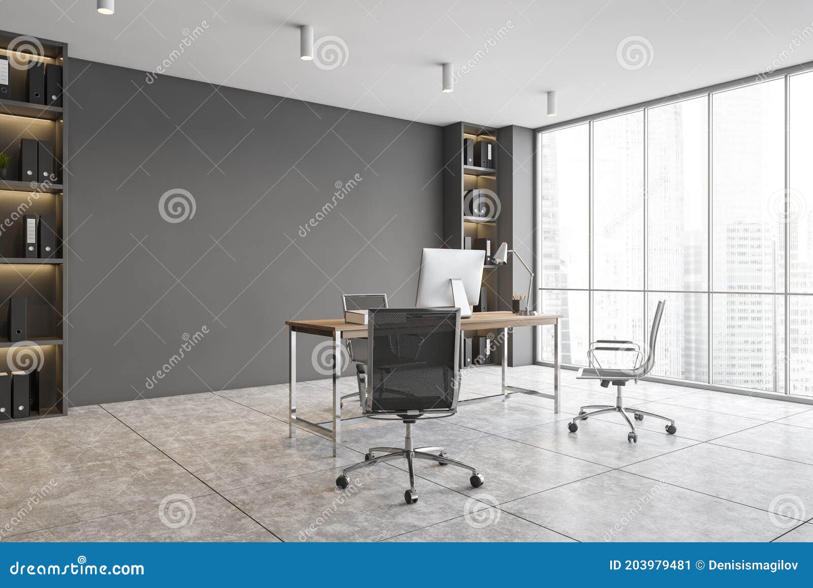Modern Gray CEO Office Corner Stock Illustration - Illustration of ...