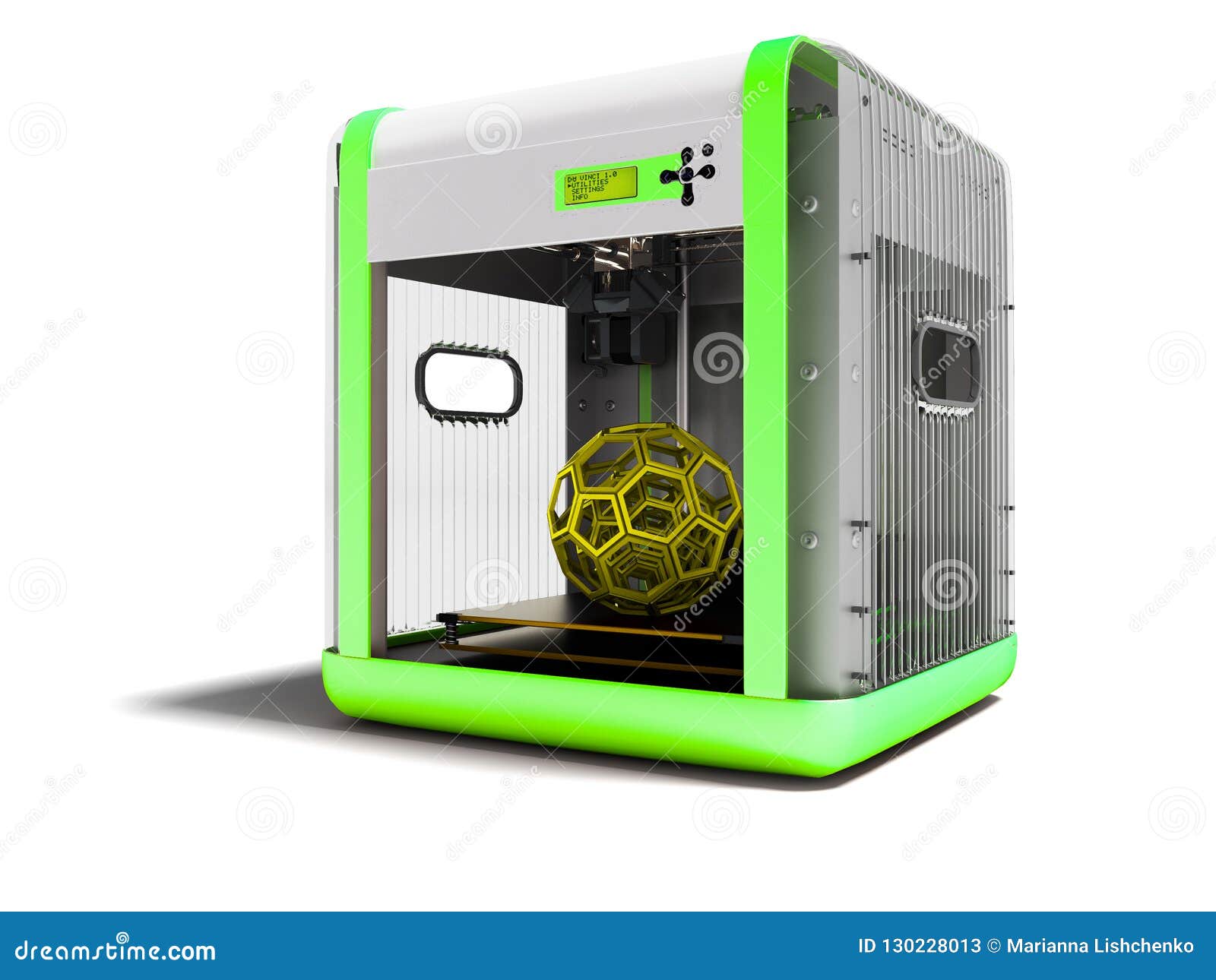 Modern Gray 3d Printer with Green Geometric Figure Inside for Ho Stock ...