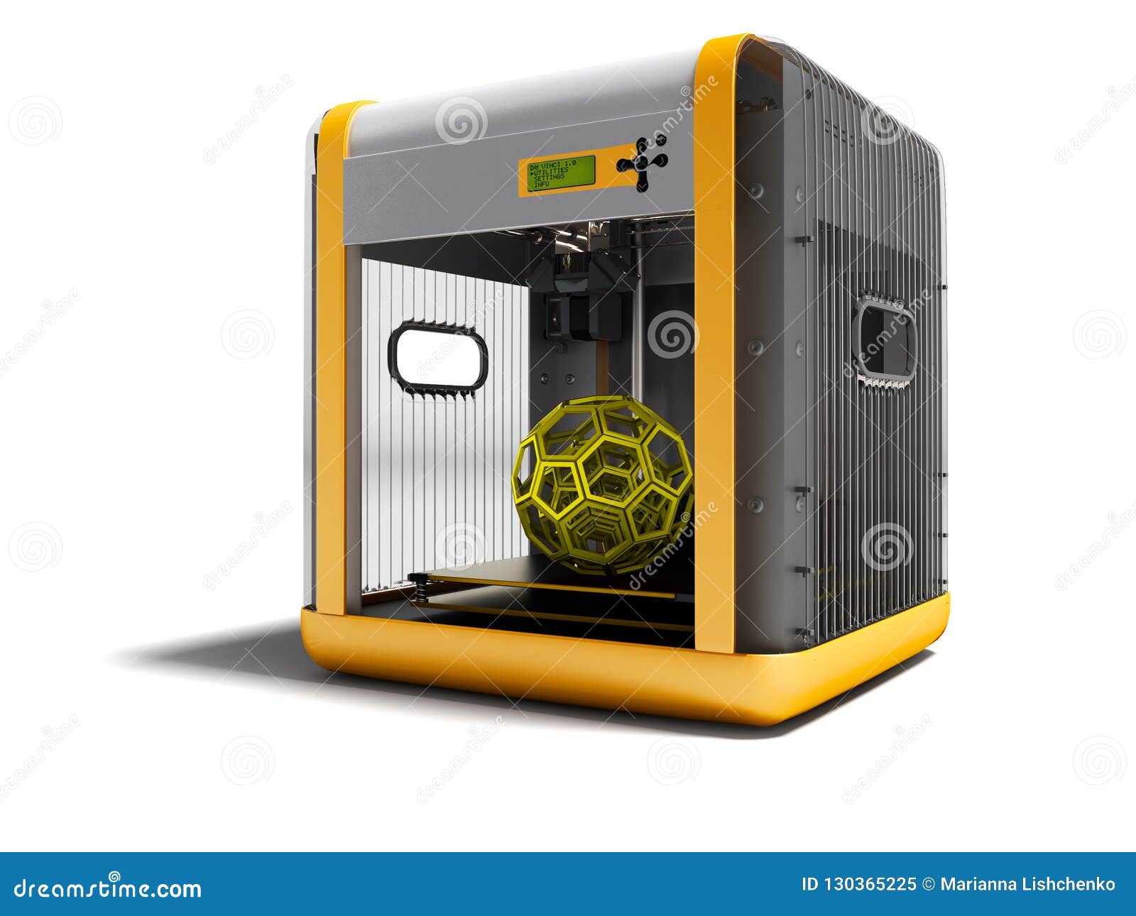 Modern Gray 3d Printer with Orange Geometric Figure Inside for H Stock ...