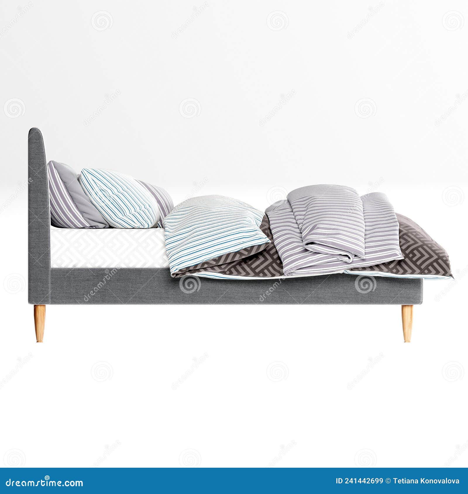 Modern Bed on White Background Isolated Side View Stock Illustration ...